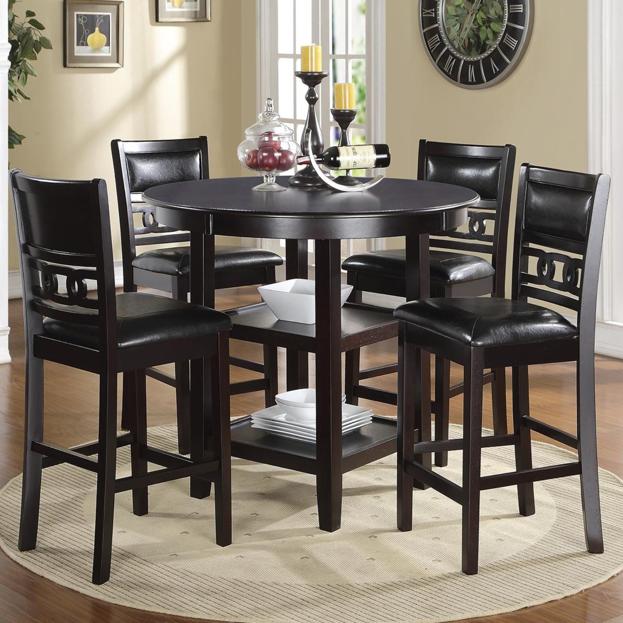 New Heritage Design Gia 5-Piece Counter Height Dining Set in Ebony | NFM