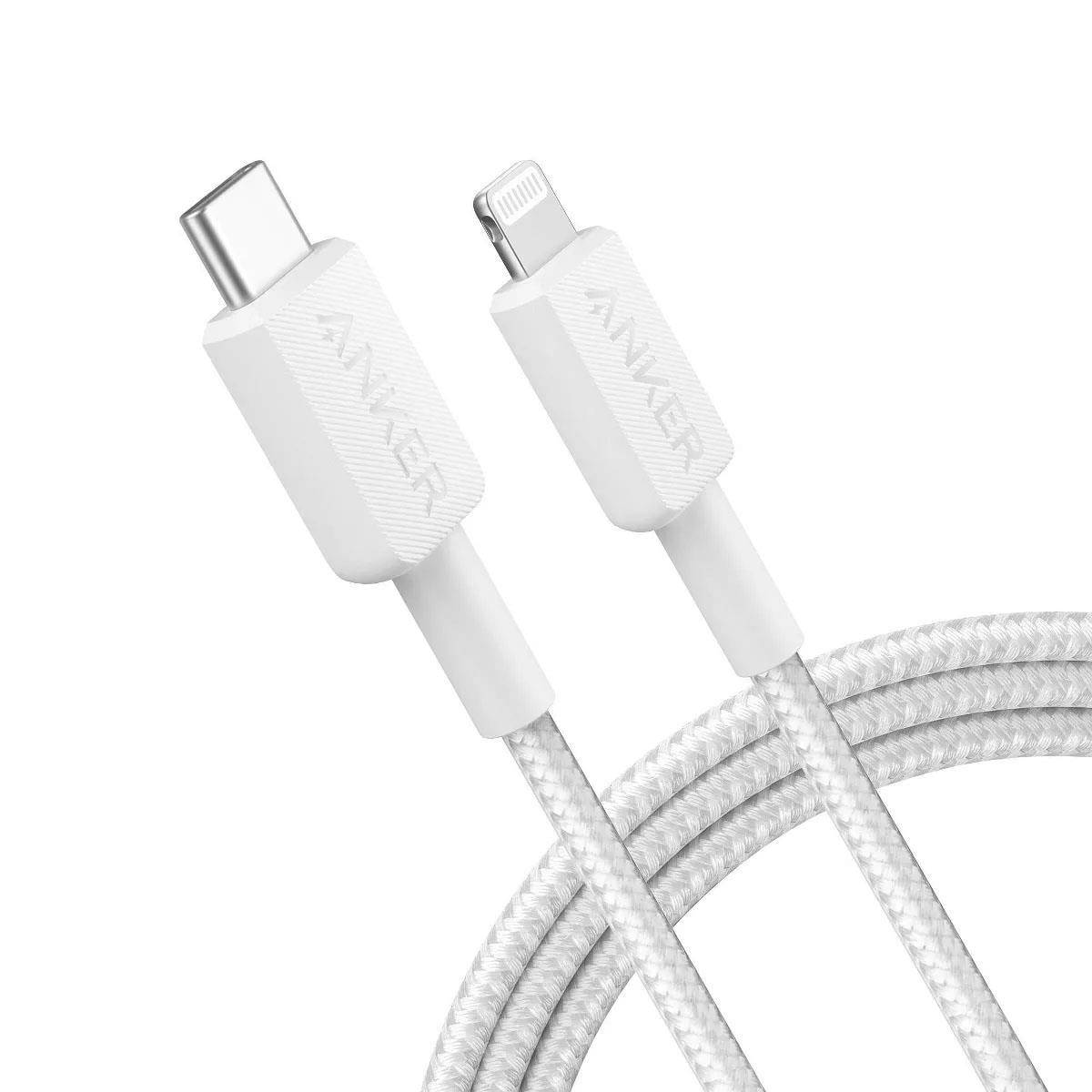 Anker 6' Braided USB-C to Lightning Cable in White