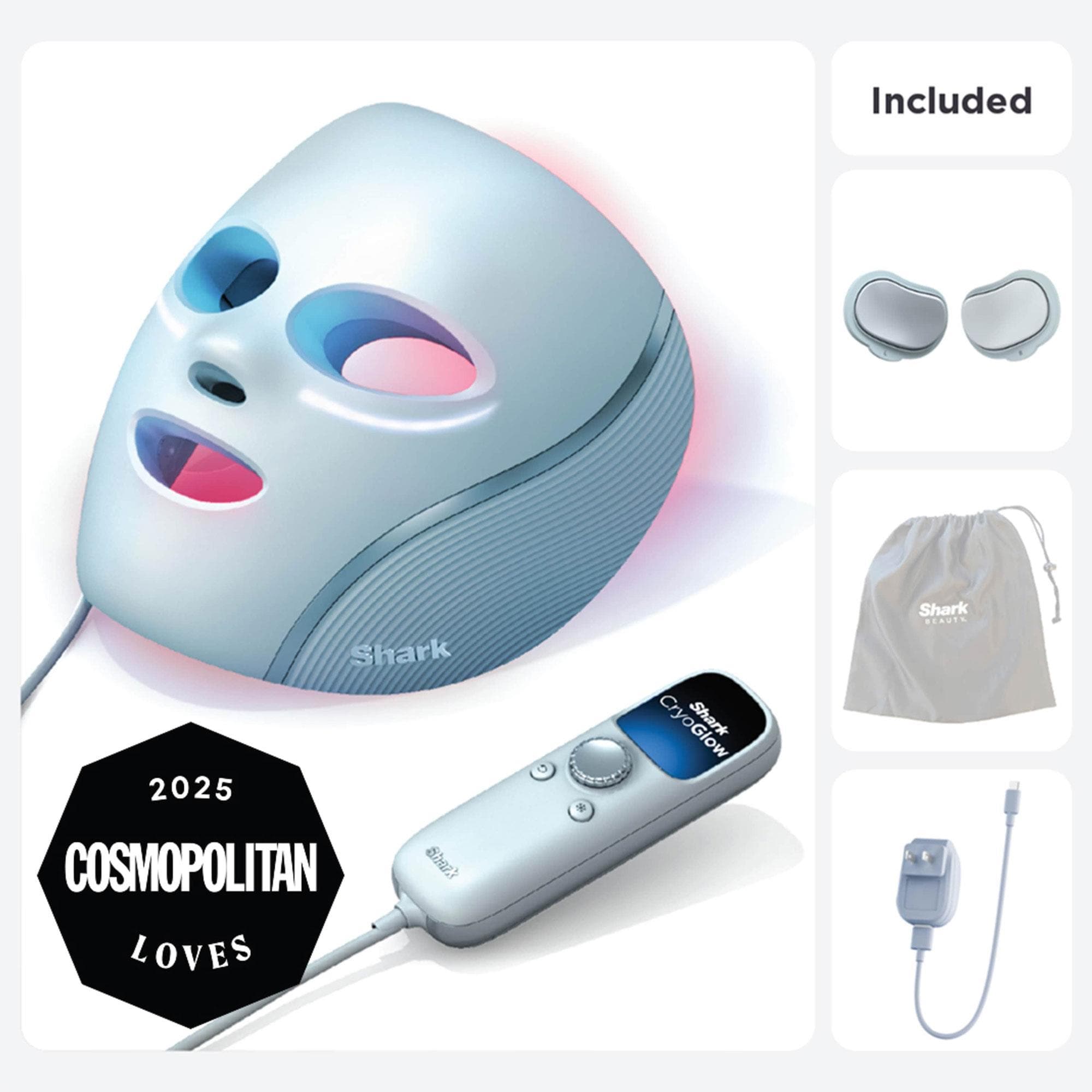 Shark CryoGlow LED Face Mask with Under Eye Cooling in Blue Frost