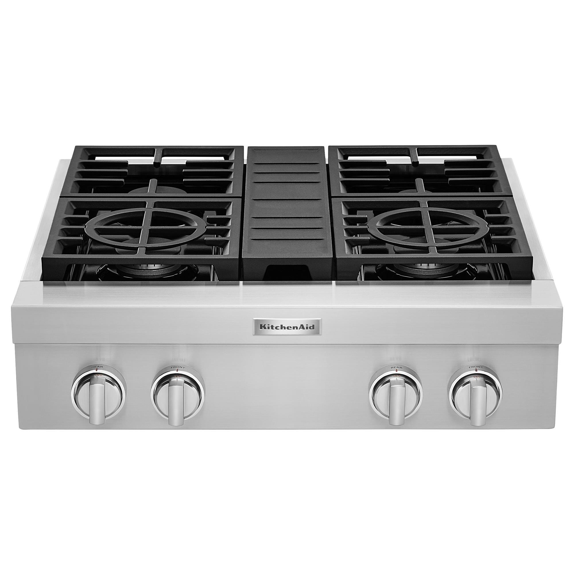 KitchenAid 30" Commercial Gas 4-Burner Cooktop in Stainless Steel ...