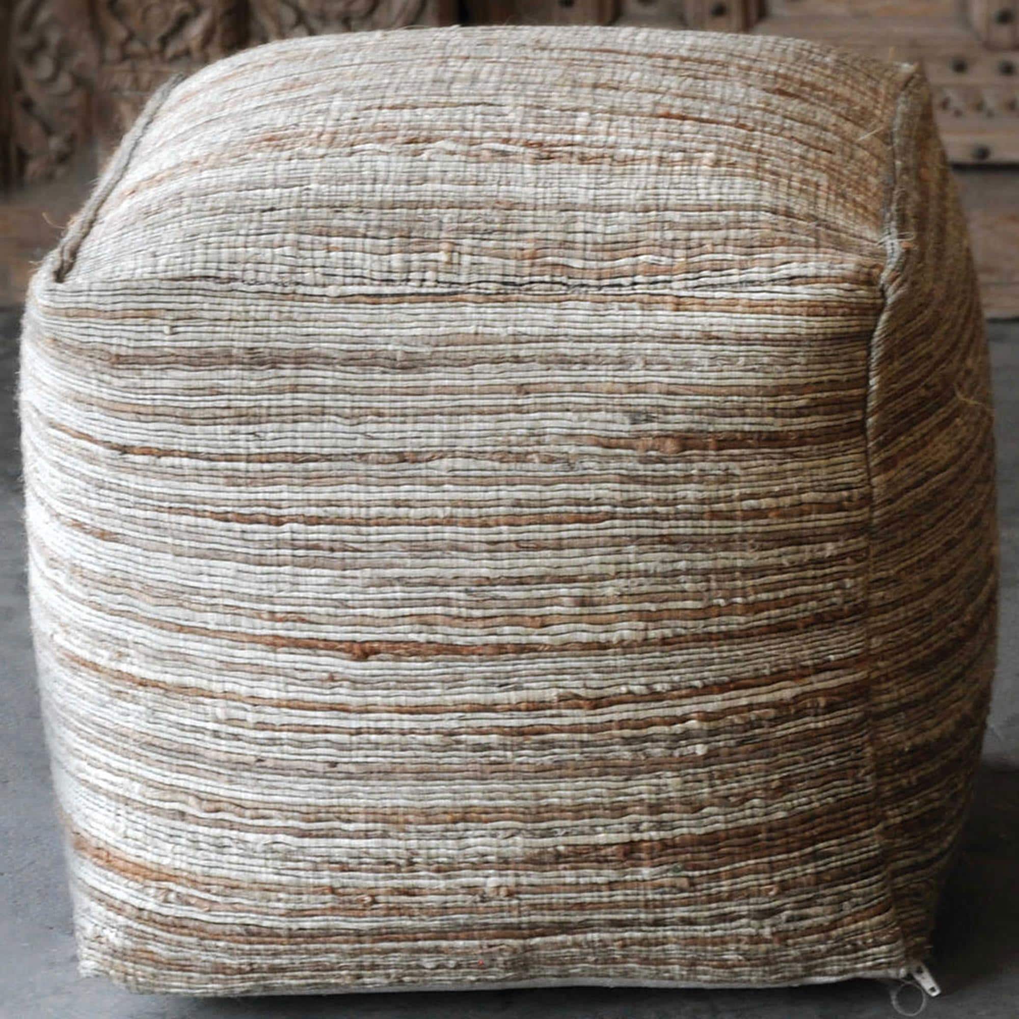 Uttermost Shiro Pouf in Butterscotch and Light Tan