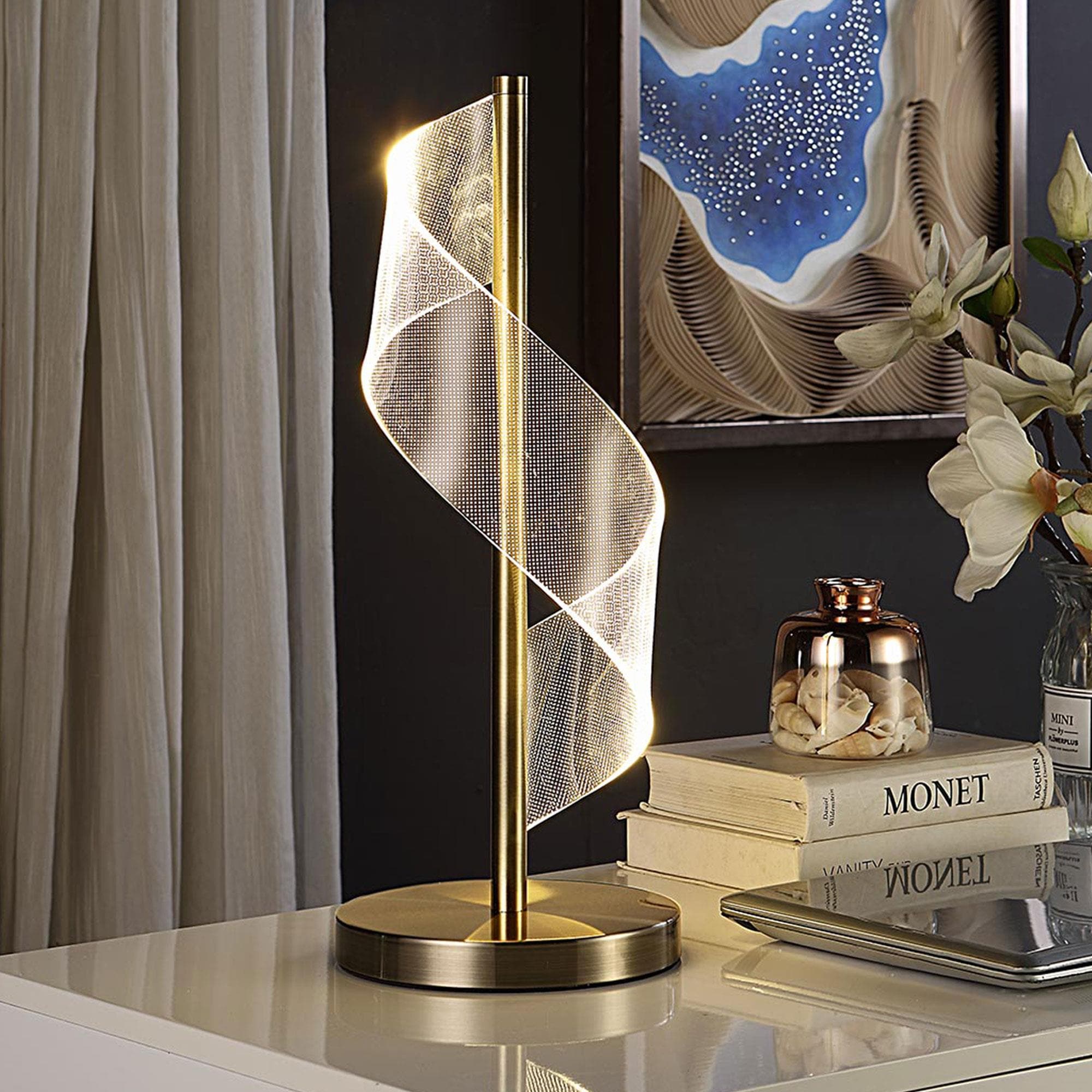Anthony California 19" Table Lamp in Antique Brass and Clear
