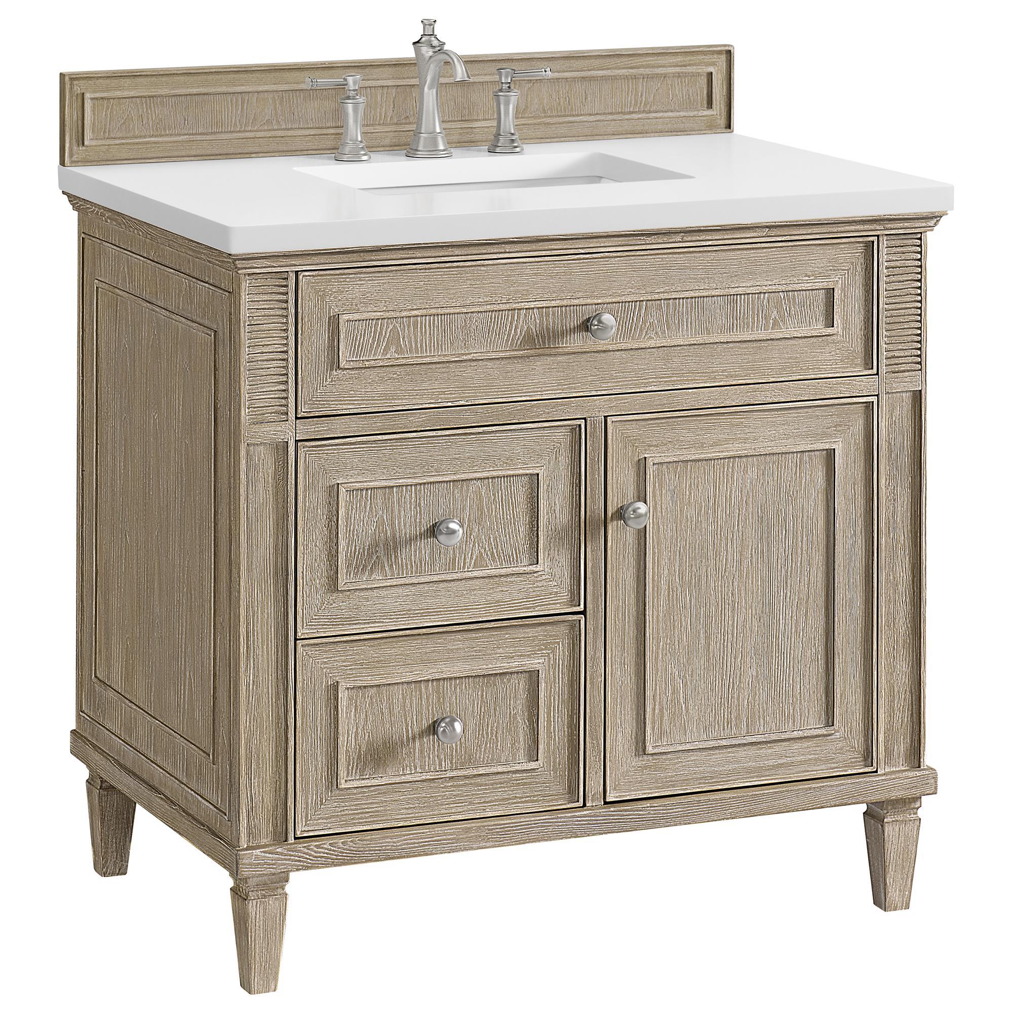 James Martin Lorelai 36" Single Vanity in Whitewashed Oak with 3 cm ...