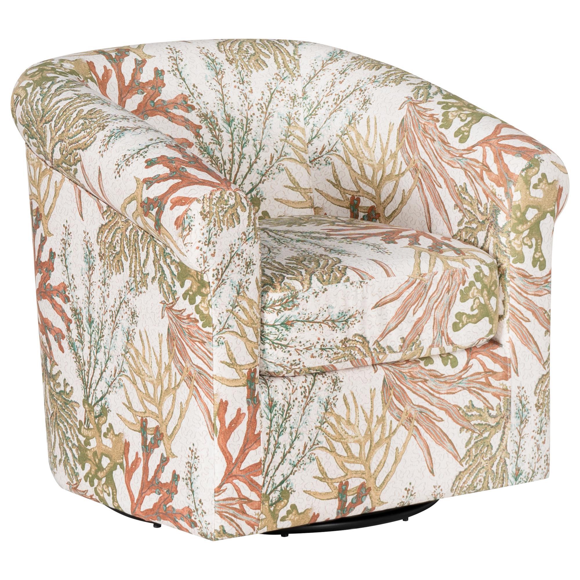 Linon Home Decor Bonnie Swivel Club Chair in Ocean Green, Orange and White