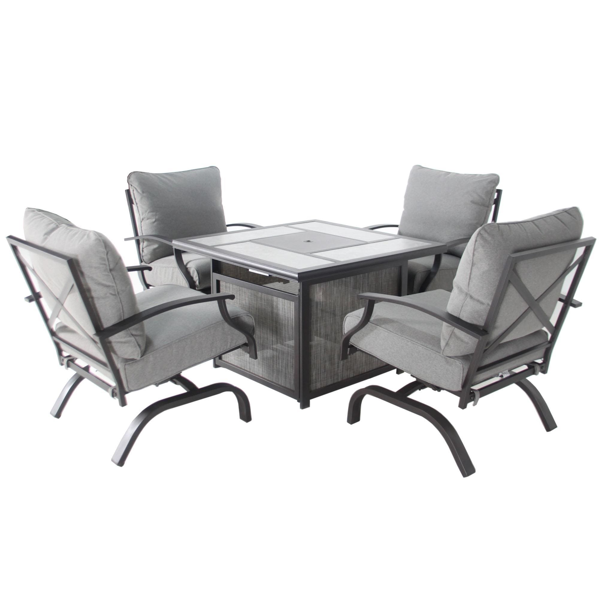 GatherCraft Franklin 5-Piece Firepit Chat Set in Gray