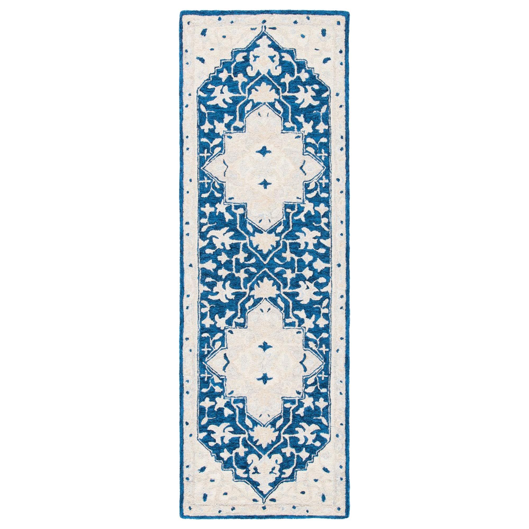 Safavieh Micro-Loop 2'3" x 7' Navy and Ivory Runner