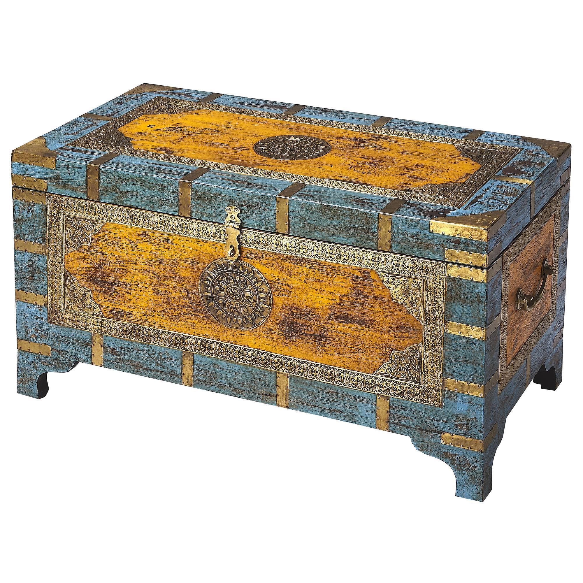 Butler Specialty Company Nador Storage Trunk in Blue and Gold