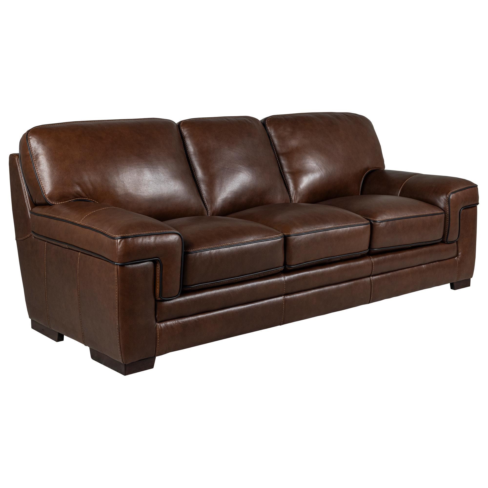 Simon Li Stationary Leather Sofa in Longhorn Bramble