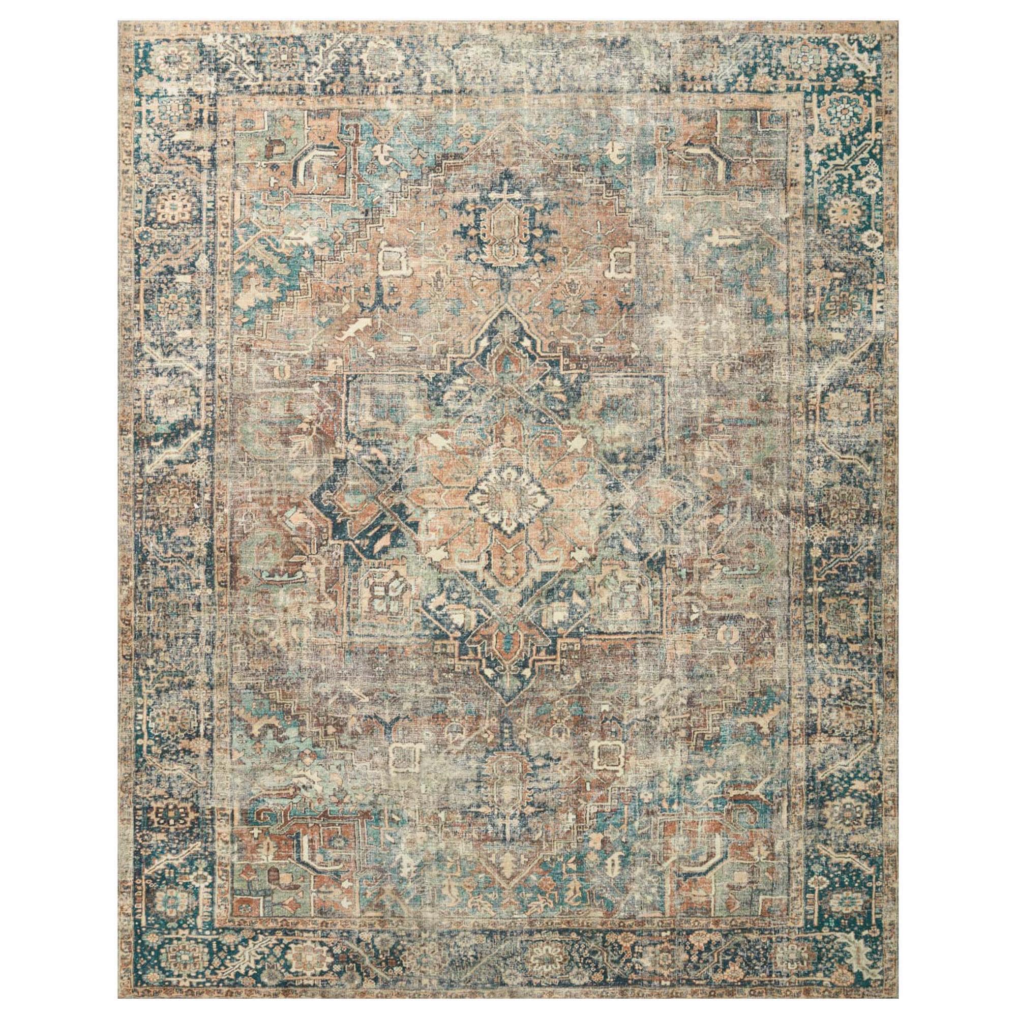 Loloi II Margot 7'6" x 9'6" Terracotta and Lagoon Area Rug