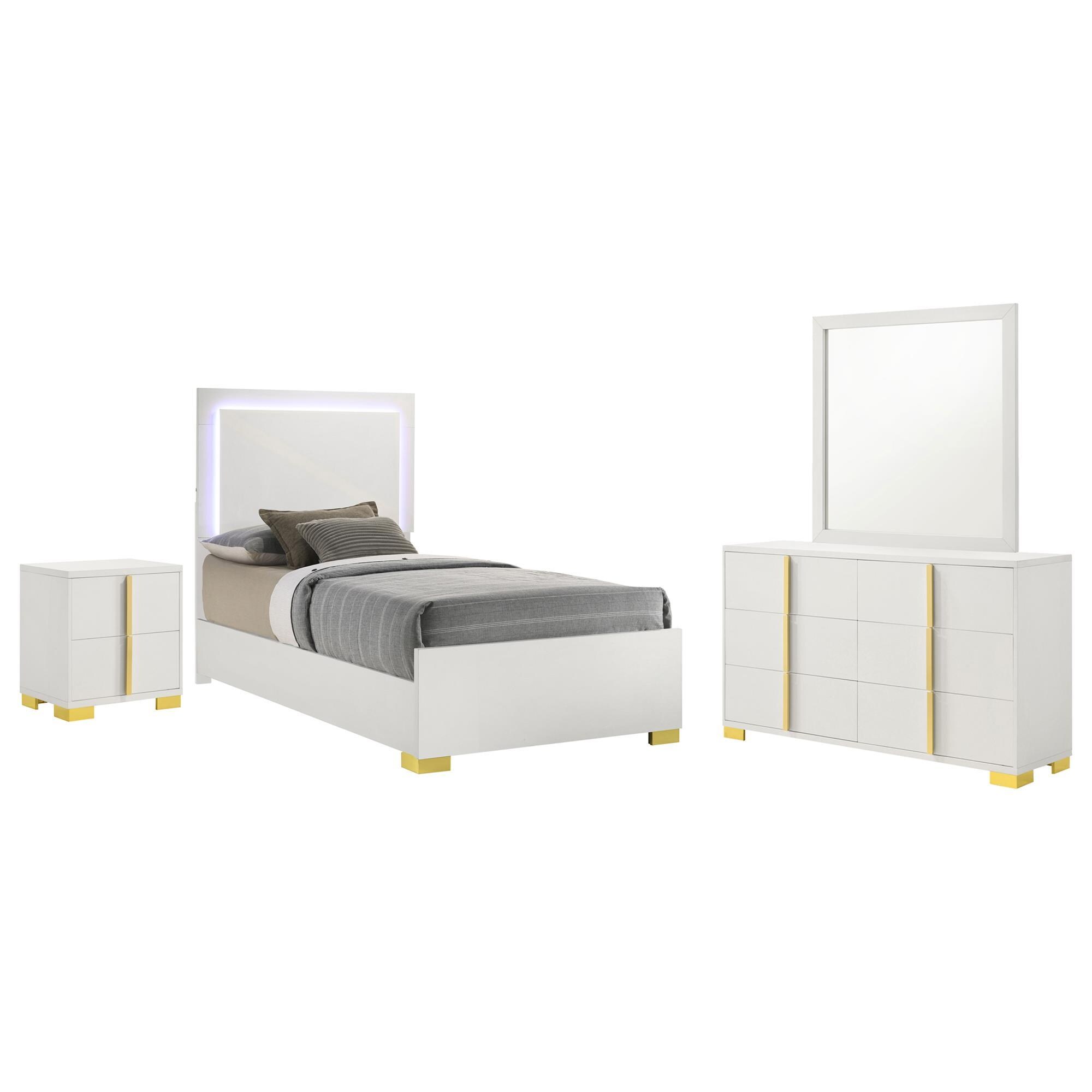 Pacific Landing Marceline 4-Piece Twin Bed Set in White