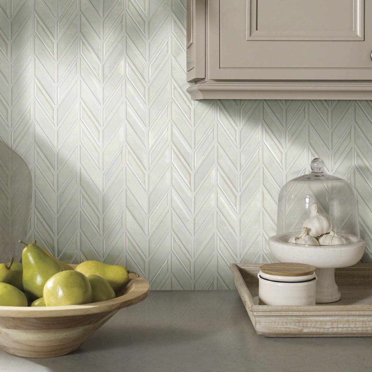 Shaw Geoscape Chevron Bone 11.61" x 11.02" Ceramic Mosaic Sheet