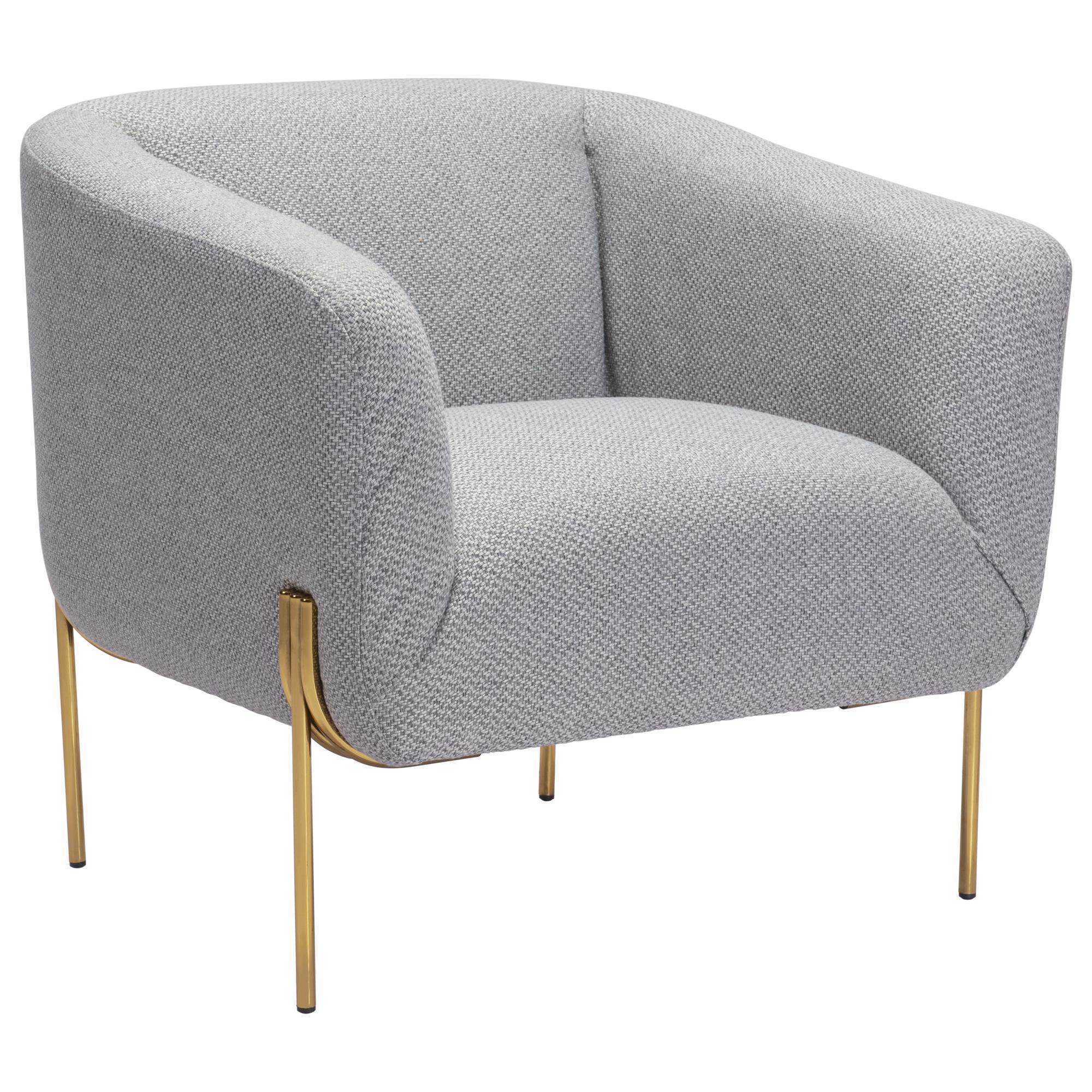Zuo Modern Micaela Arm Chair in Gray and Gold