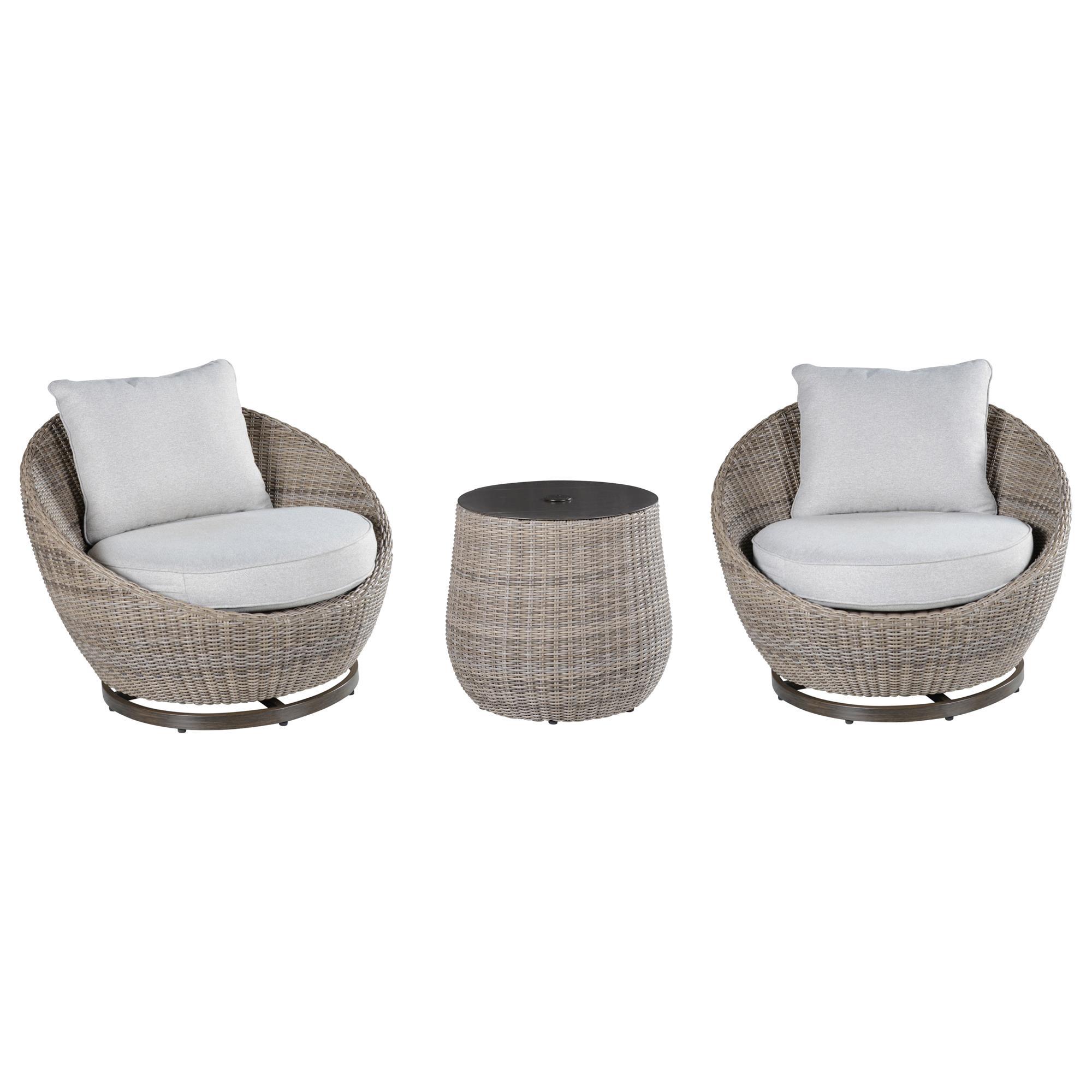 Crystal City Adeline 3-Piece Patio Chat Set in Driftwood