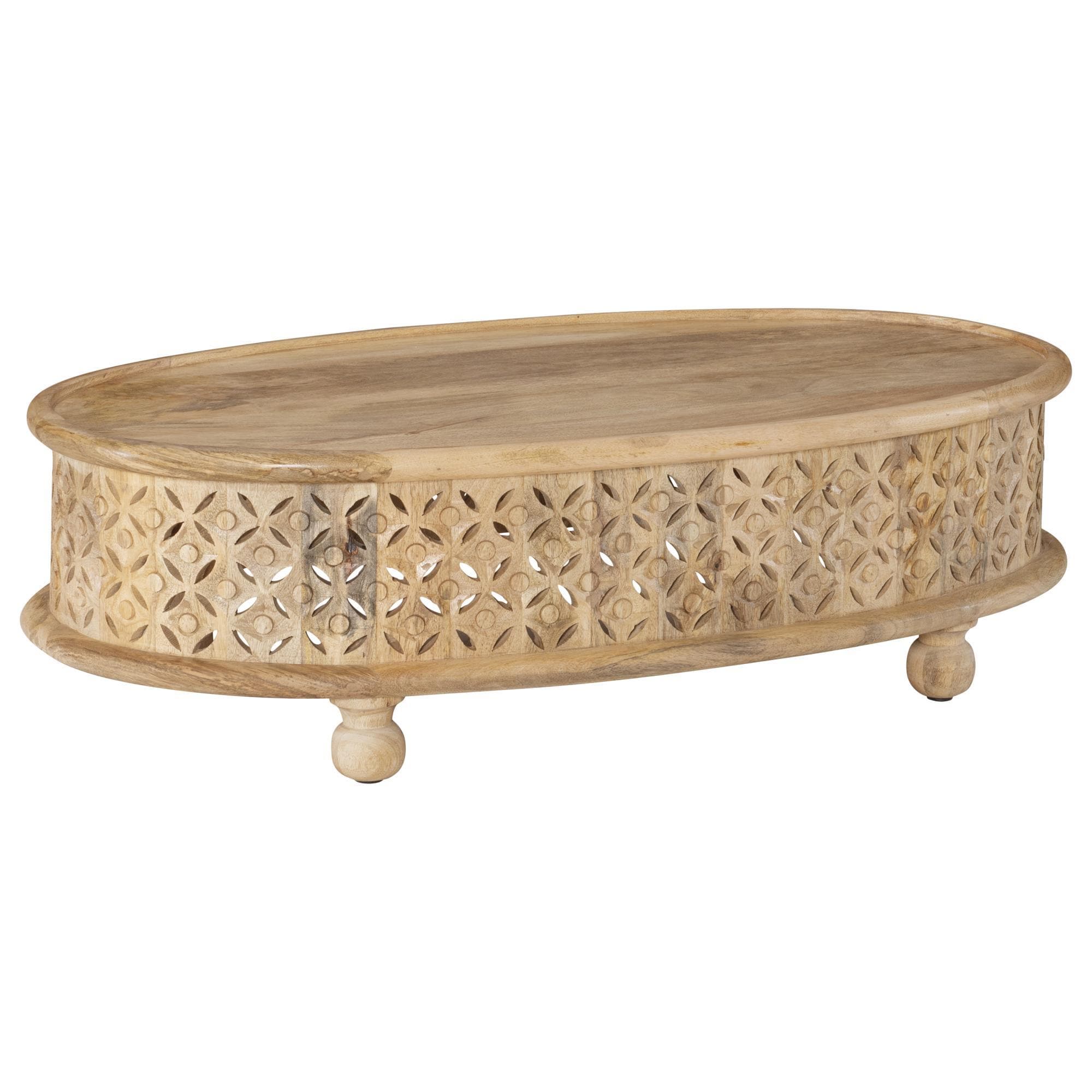 Linon Home Decor Inora Oval Coffee Table in Natural