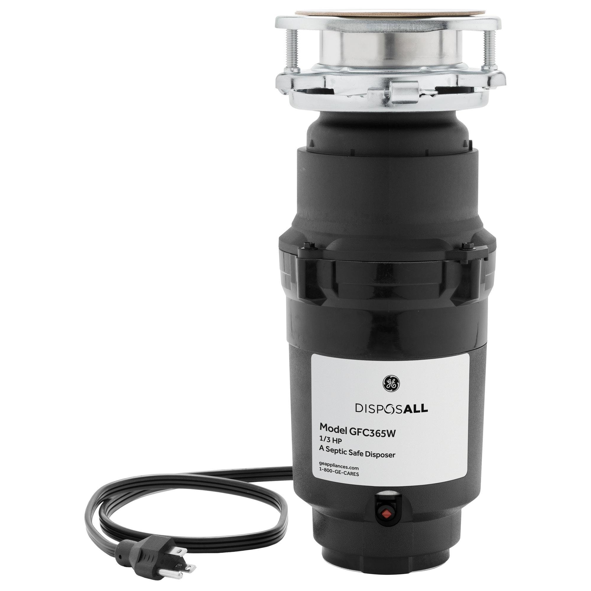 GE Appliances 1/3 HP Continuous Feed Corded Garbage Disposal in Black