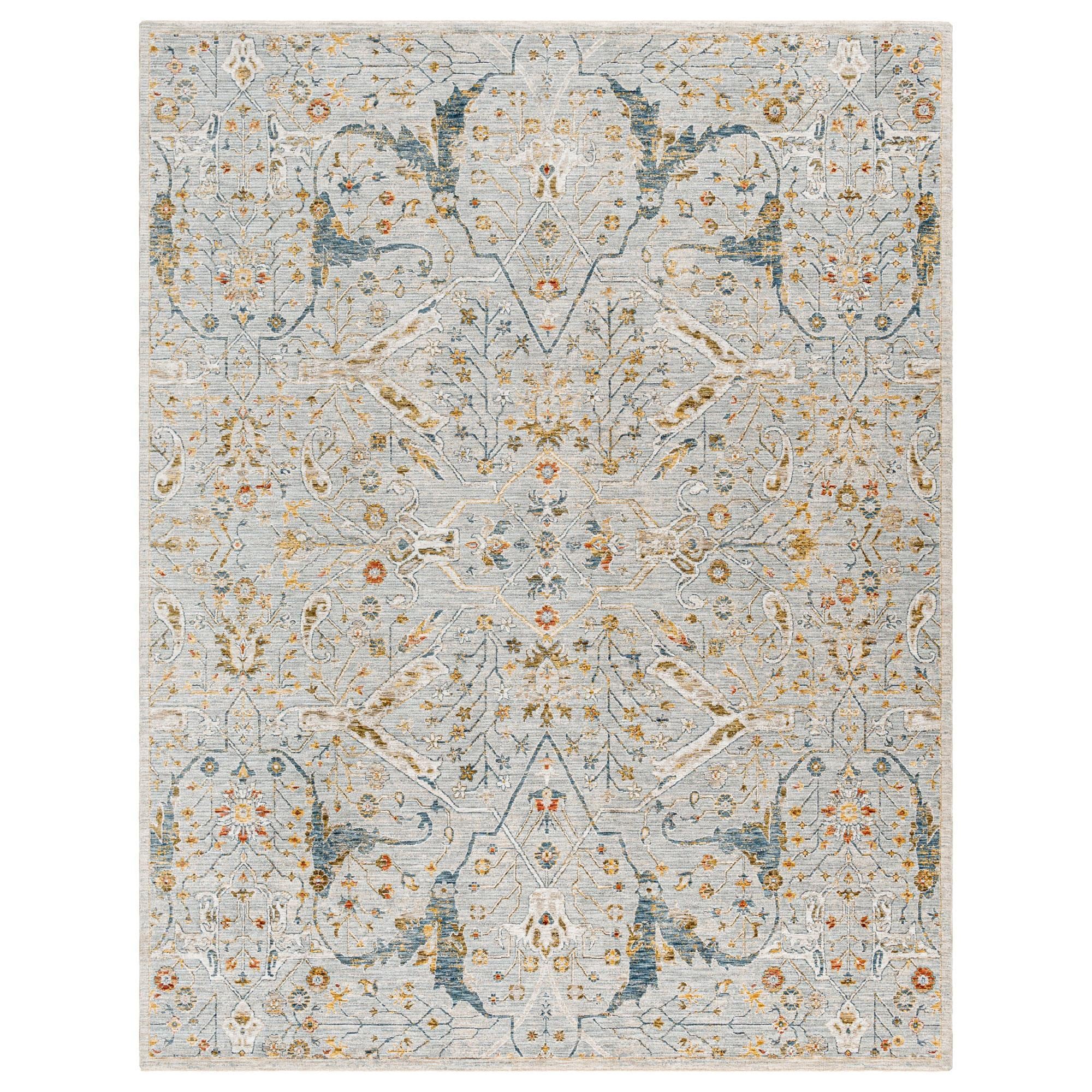 Surya Reina Denim, Light Gray, Cream, Tan, Mustard, Olive and Rust 5' x ...