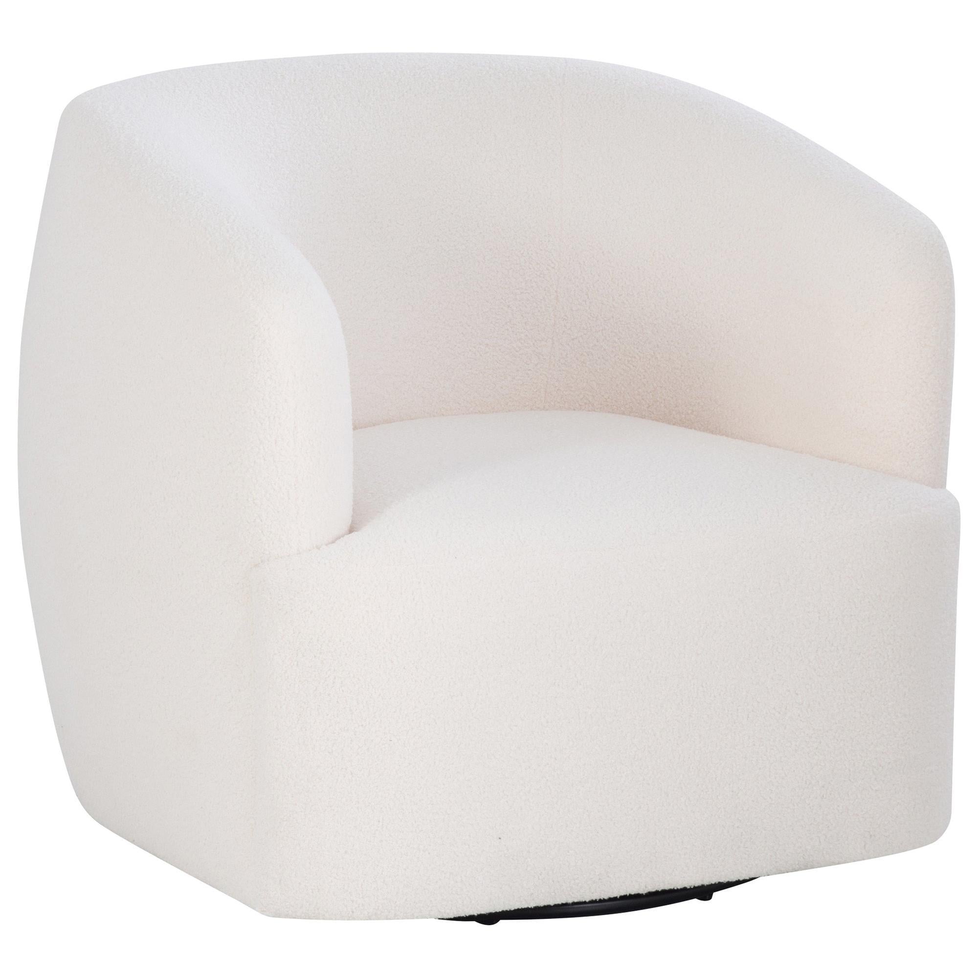Linden Boulevard Skyler Swivel Chair in White Sherpa