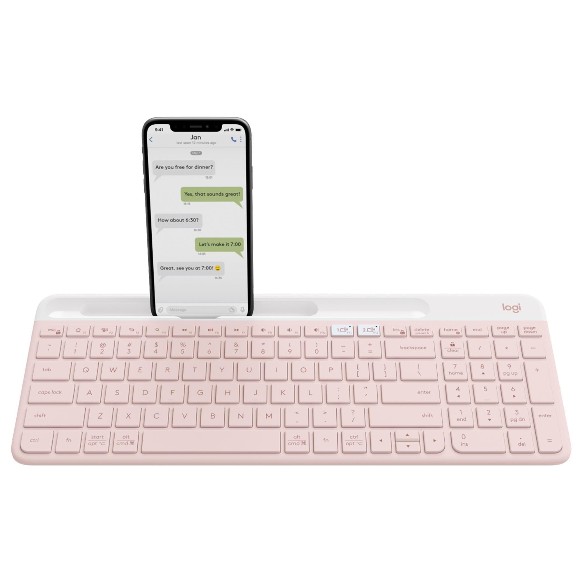 Logitech Slim Multi-Device Wireless Keyboard in Rose