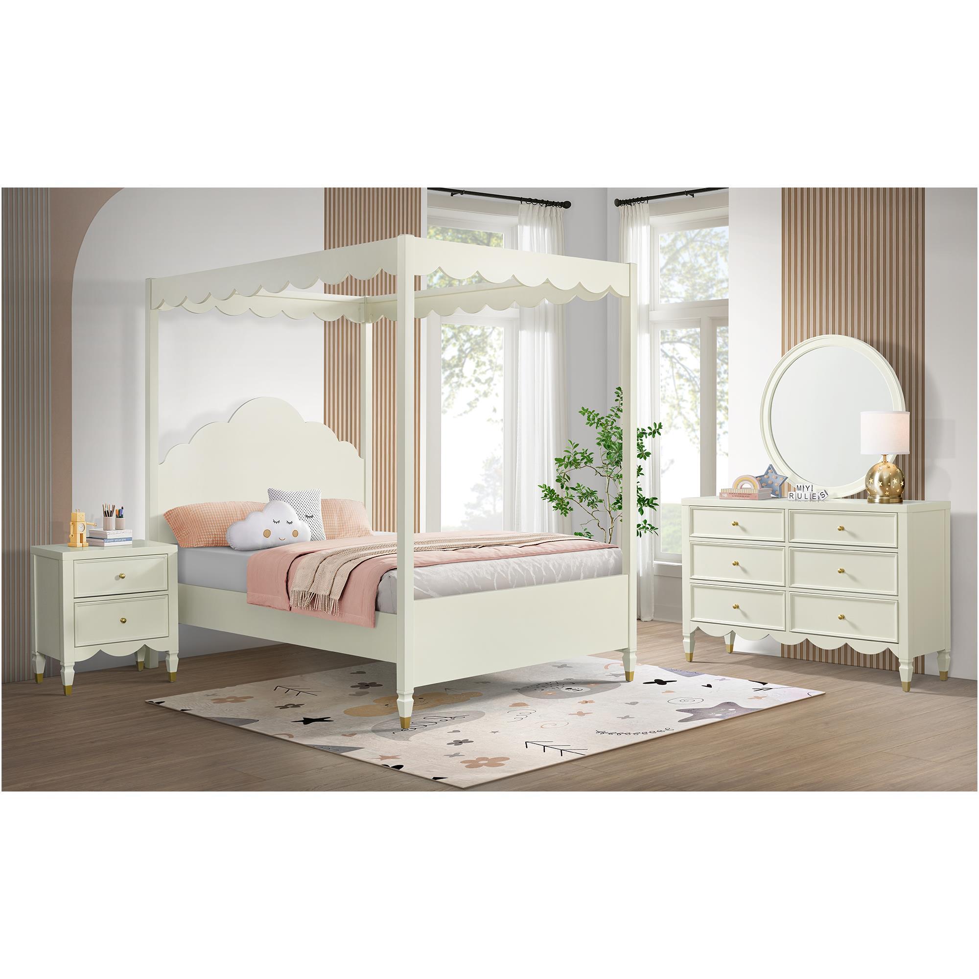 Forma & Co Olivia 4-Piece Full Canopy Bedroom Set in French White