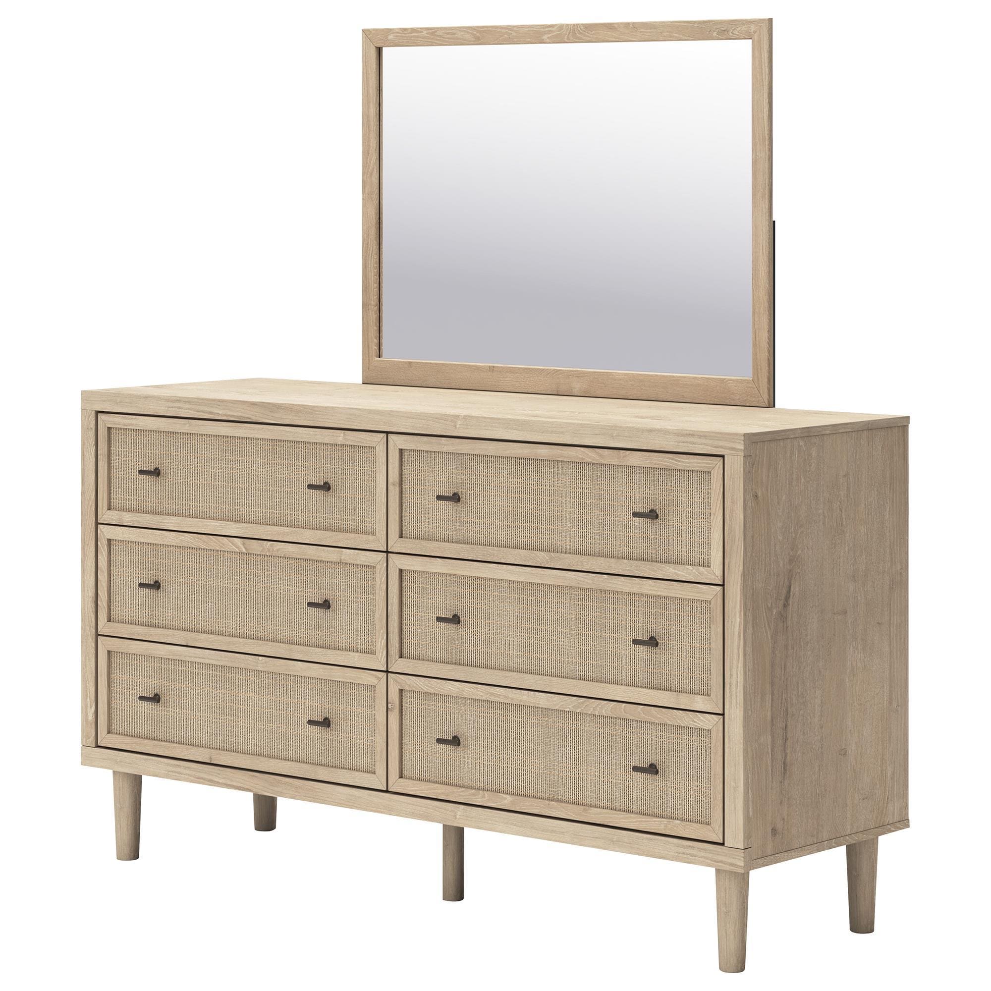 Ashley Cielden 6-Drawer Dresser and Mirror in Tan