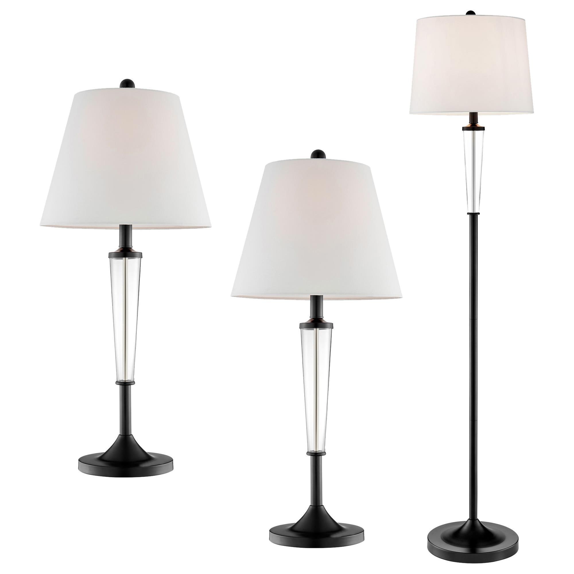 Lite Source Freida Table Lamp and Floor Lamp Set in Black (Set of 3 ...