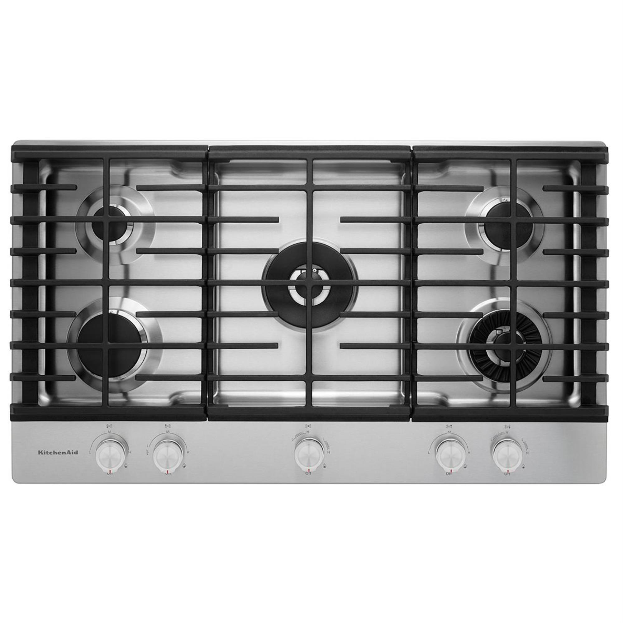 KitchenAid 36" 5-Burner Gas Cooktop | Nebraska Furniture Mart