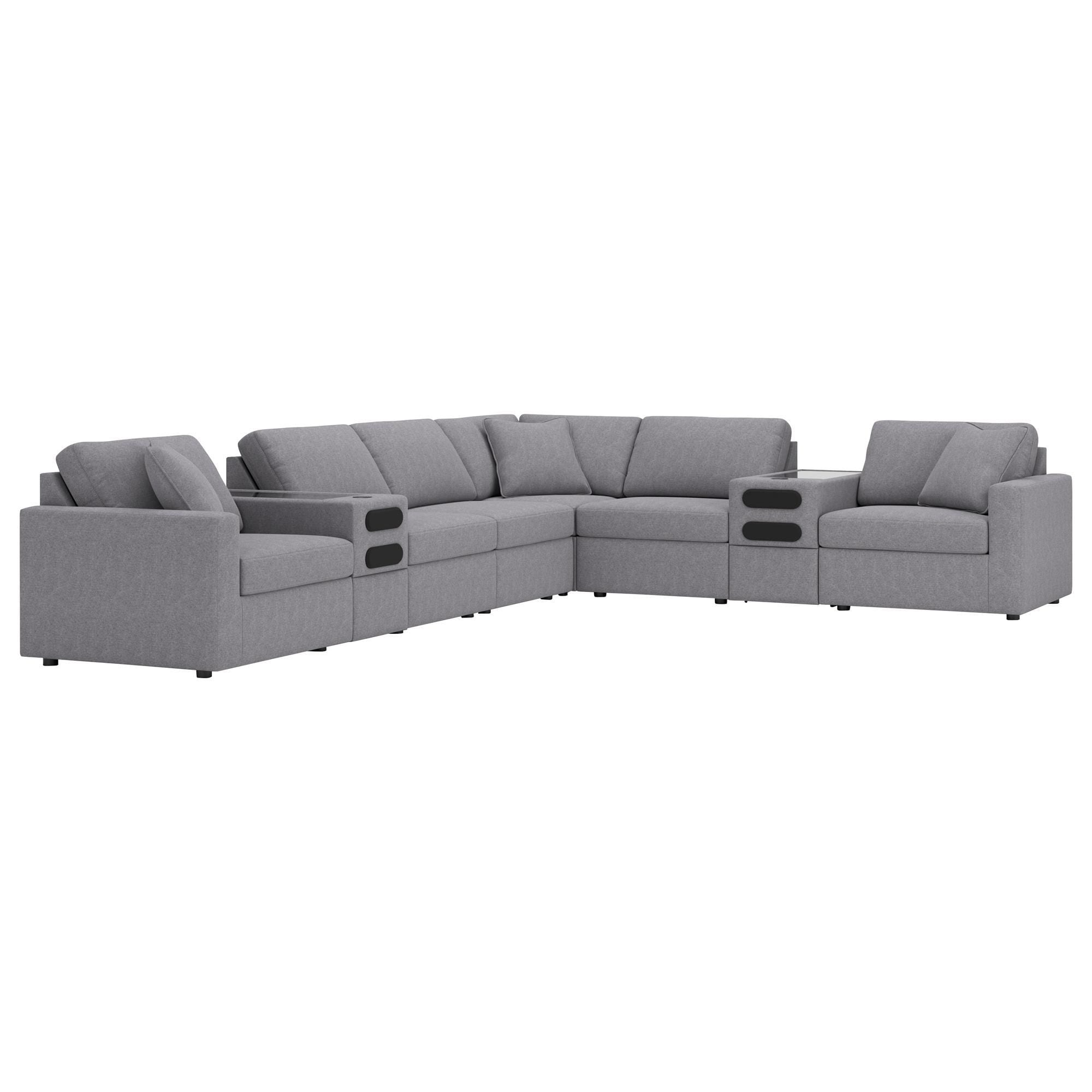 Ashley Modmax 8-Piece Reversible L-Shaped Sectional with Audio Consoles ...