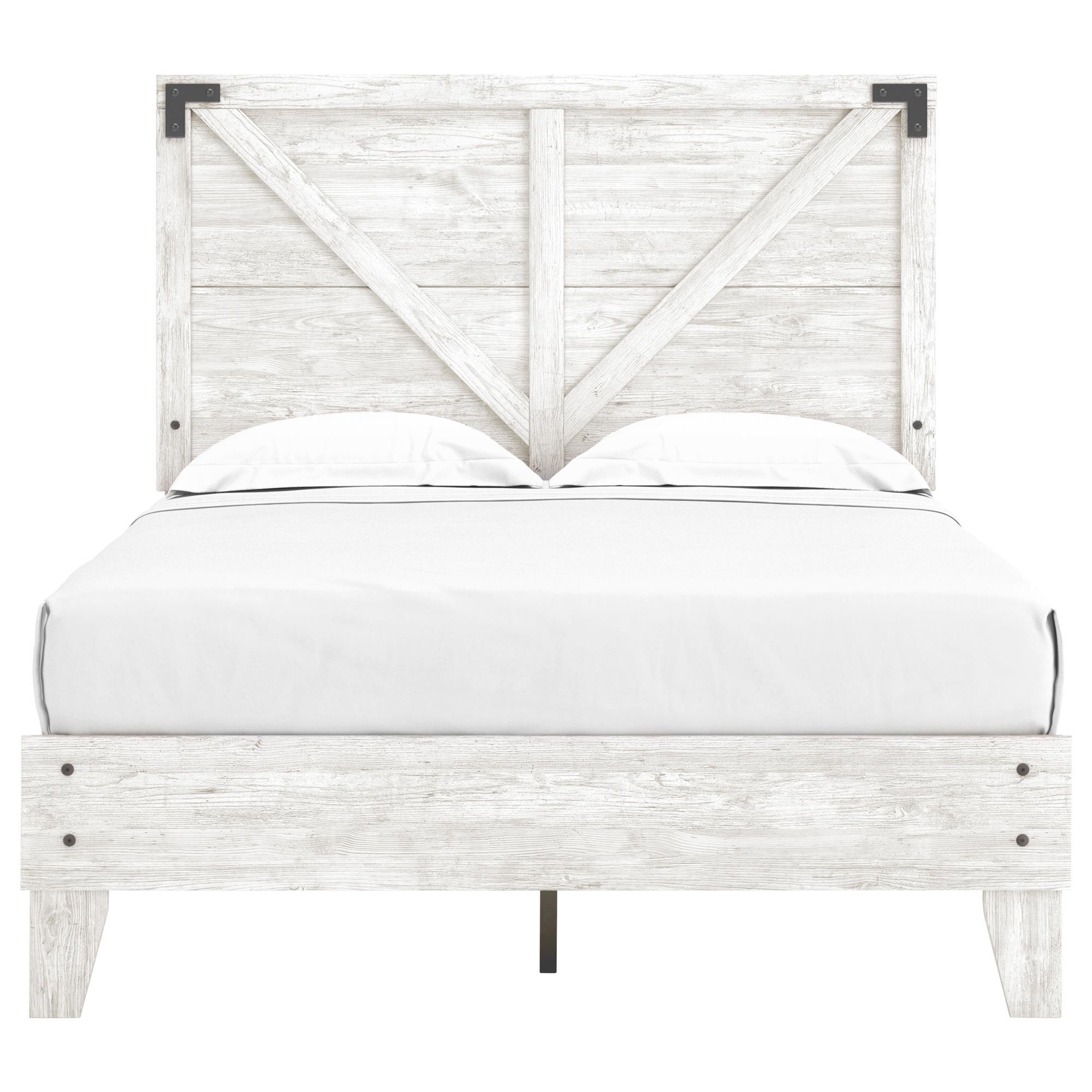 Ashley Shawburn Full Panel Platform Bed in Whitewash/Dark Charcoal | NFM