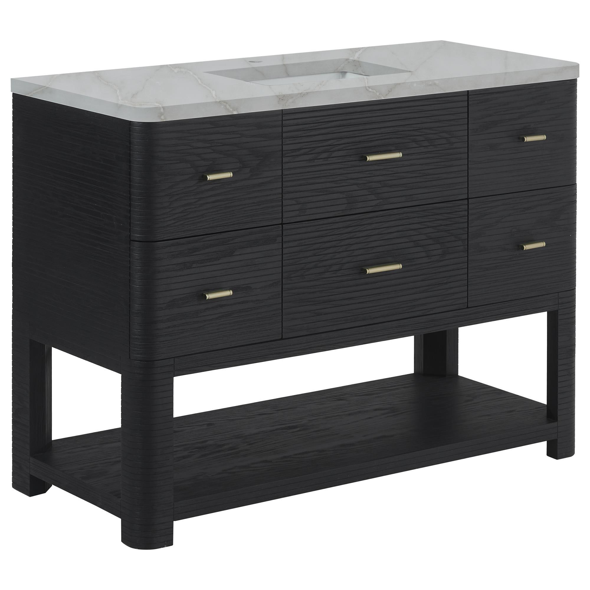 James Martin Vanities Lucian 48" Single Vanity in Carbon Oak with 3 cm ...