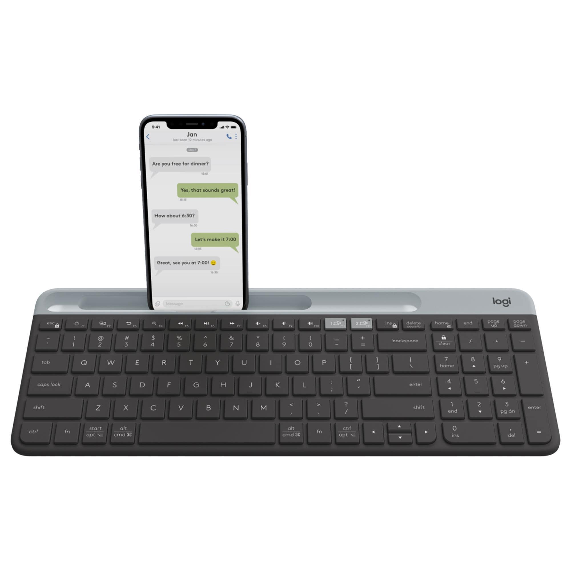 Logitech Slim Multi-Device Wireless Keyboard in Graphite