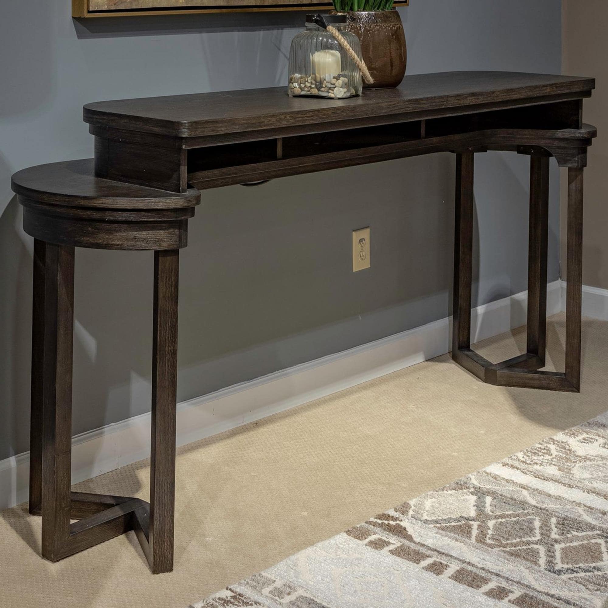 Belle Furnishings Weston Console Bar Table in Peppercorn
