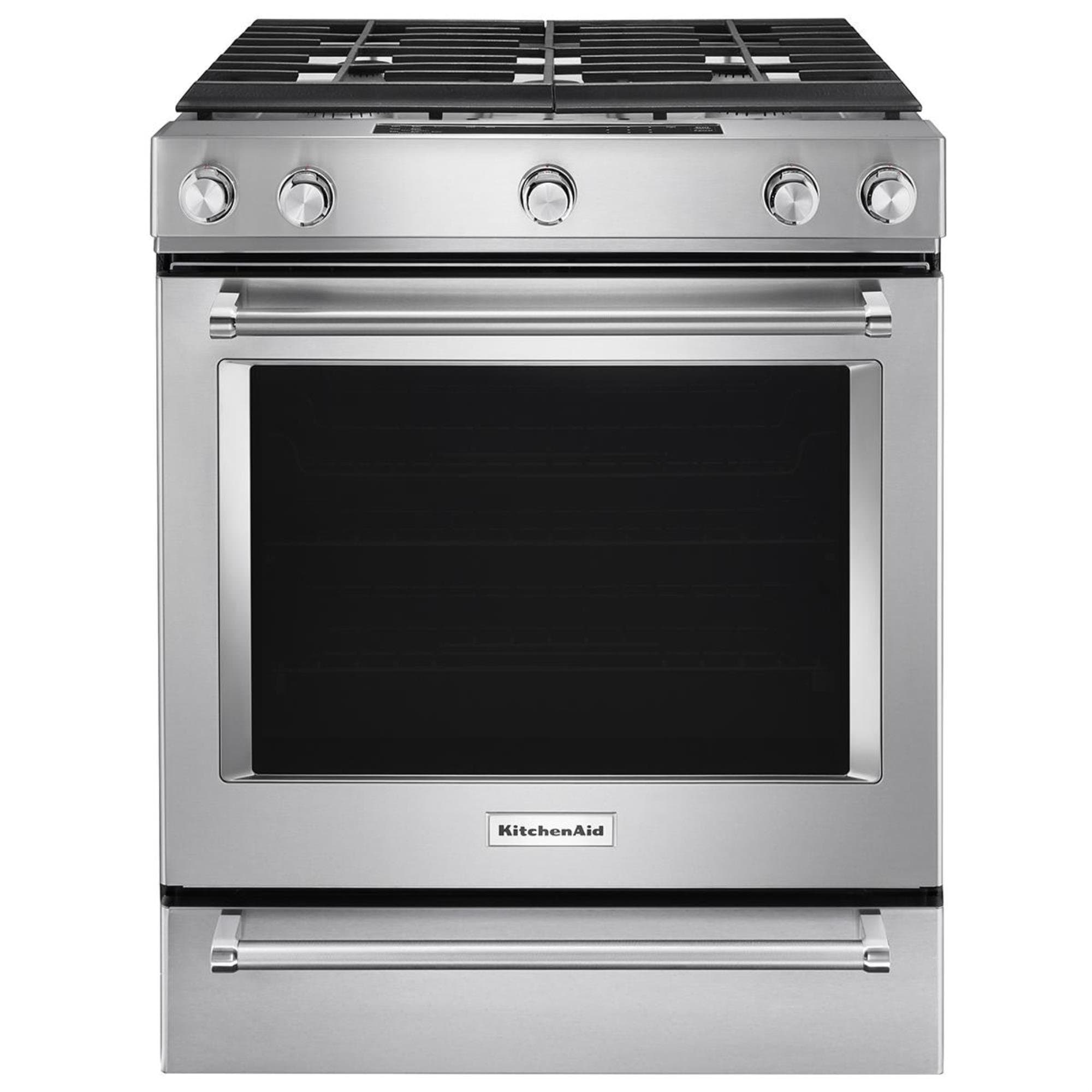 KitchenAid 30 Inch 5 Burner Gas Convection Slide-In Range with Baking ...