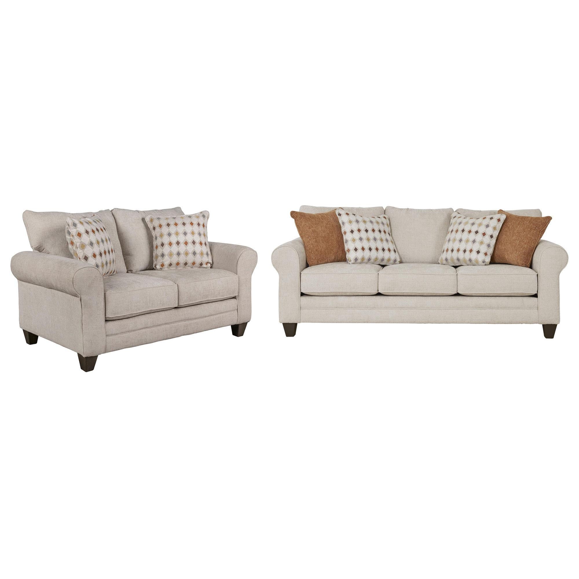 Fusion Furniture Wowza Stationary Sofa and Loveseat Set in Sand