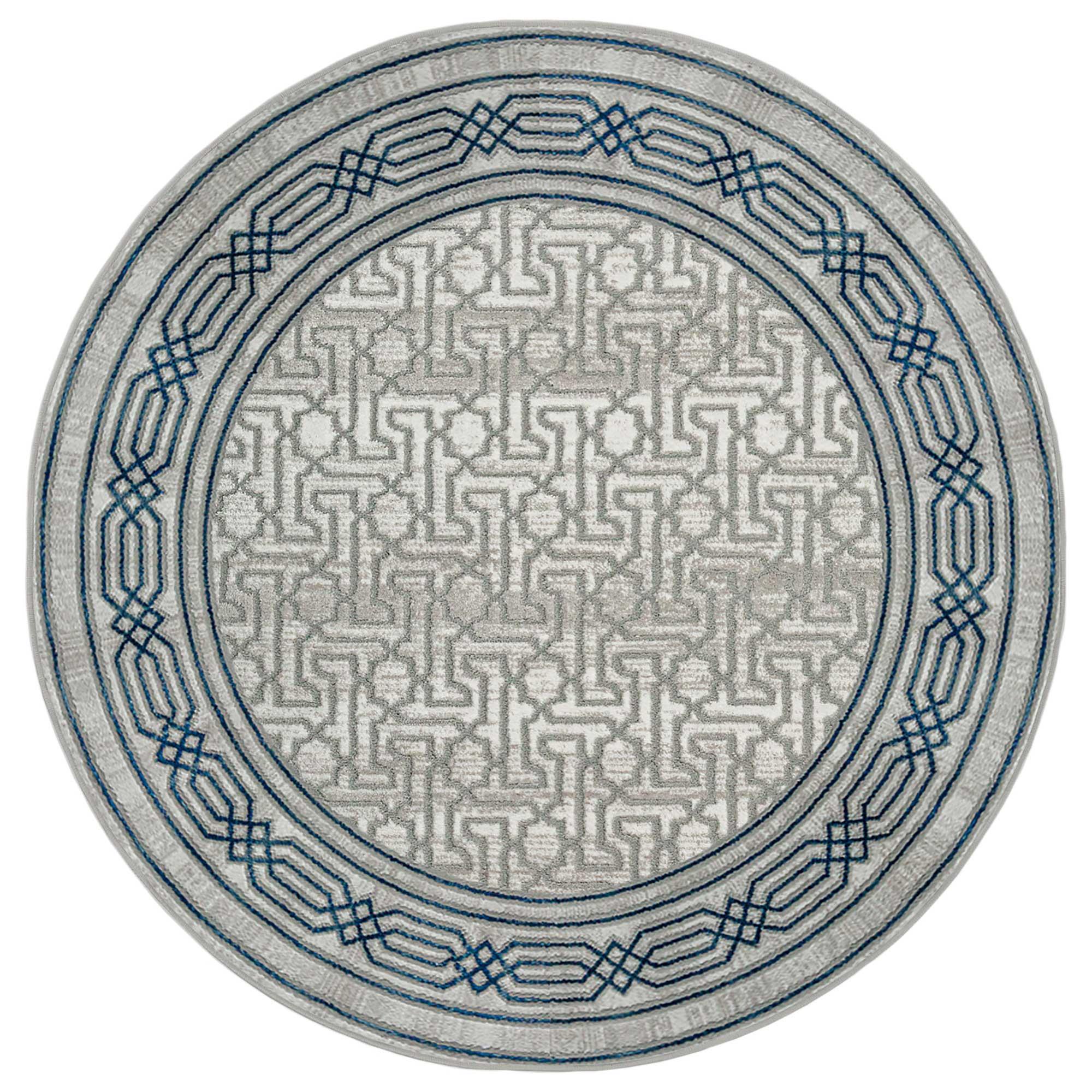 Radici USA Davide Southwestern 5'3" Round Blue Area Rug