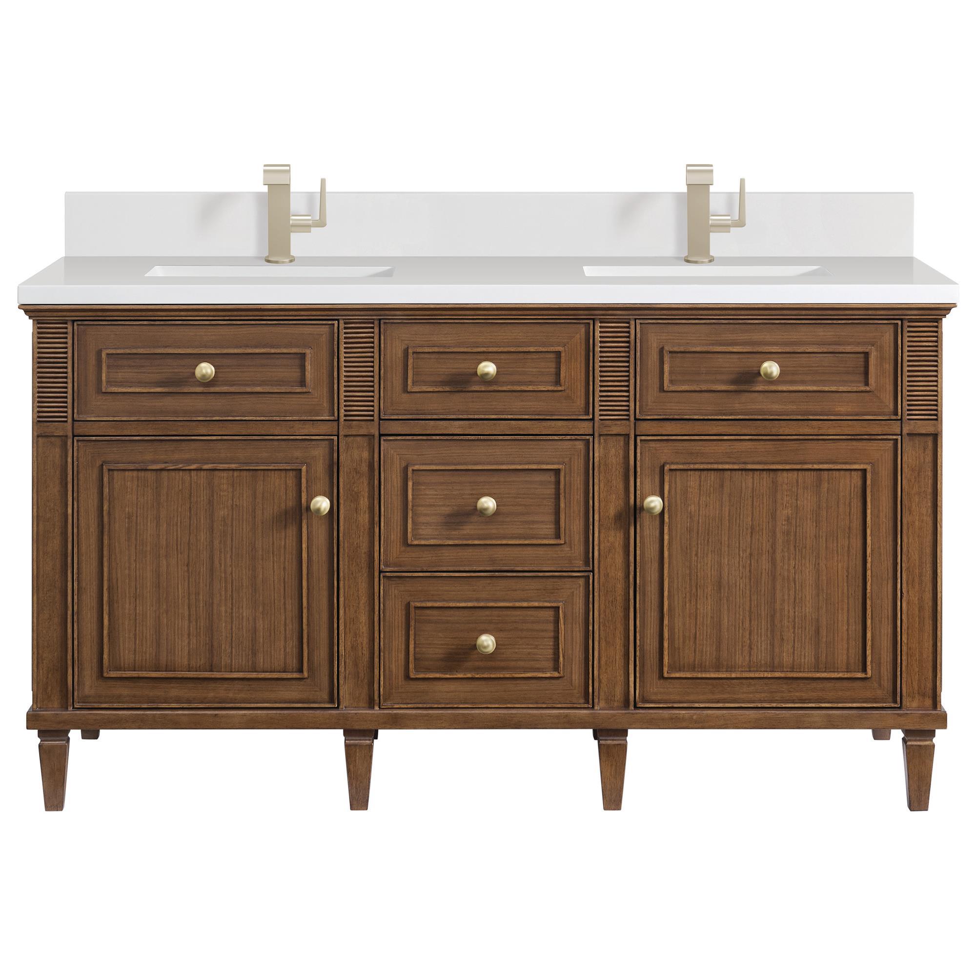 James Martin Lorelai 60" Double Vanity in Mid-Century Walnut with ...
