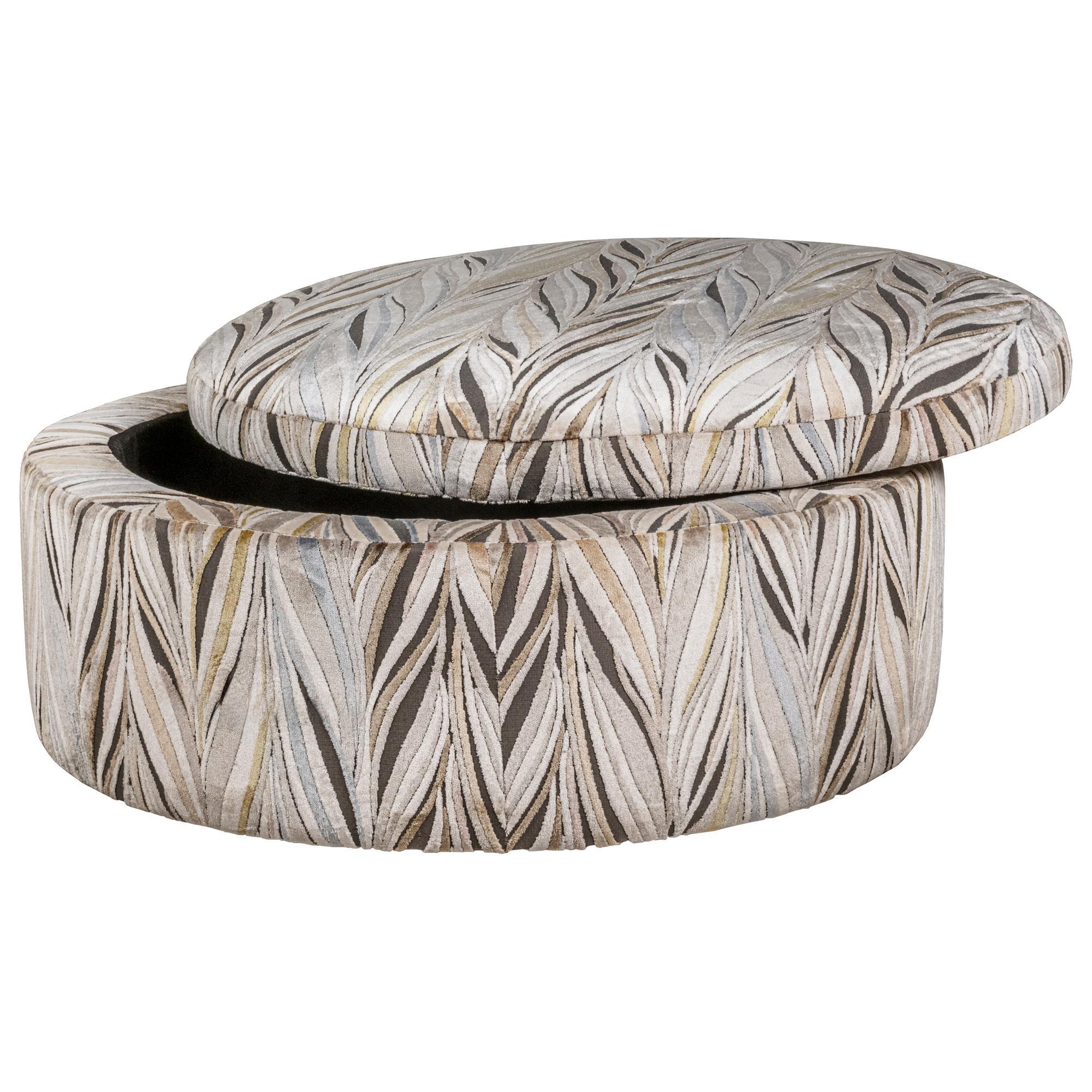 Jonathan Louis Large Round Storage Ottoman in Katalina Shell