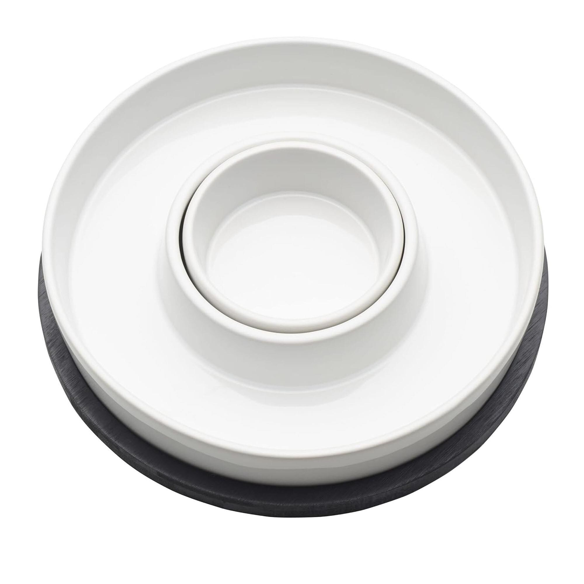 Lifetime Chips and Dip Dish with Bamboo Bottom in White | Shop NFM