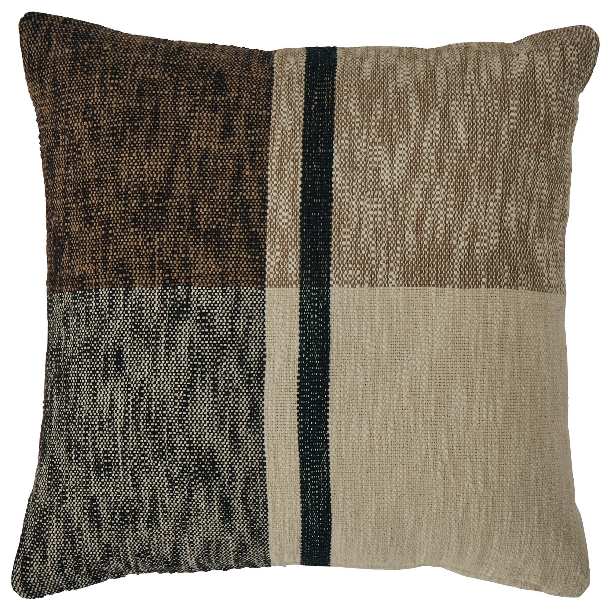 Ashley Adrielton 20" Square Throw Pillow in Black, Brown and Tan