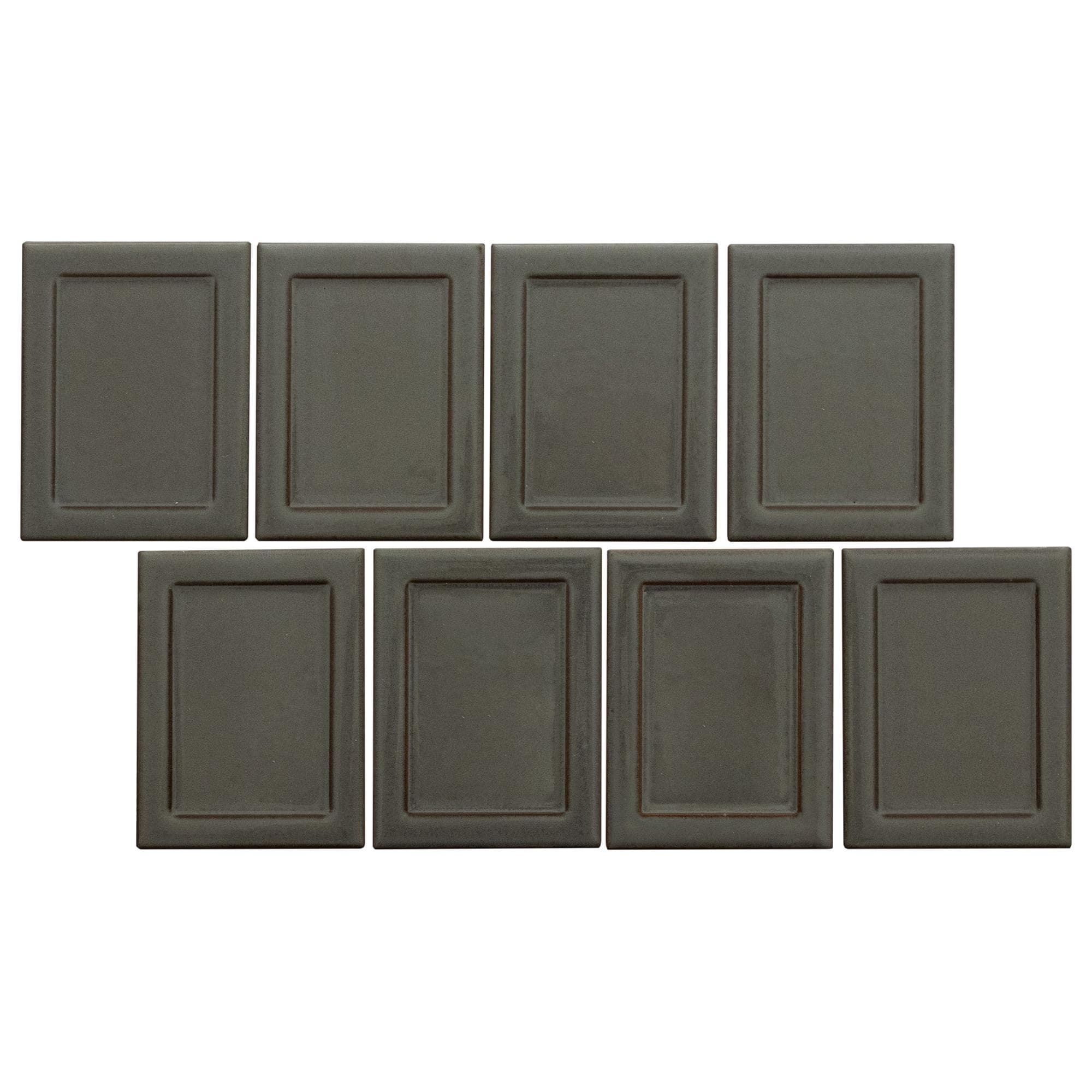 Emser Cuadro Charcoal 4" x 5" on 9" x 14" Frame Porcelain Mosaic Sheet