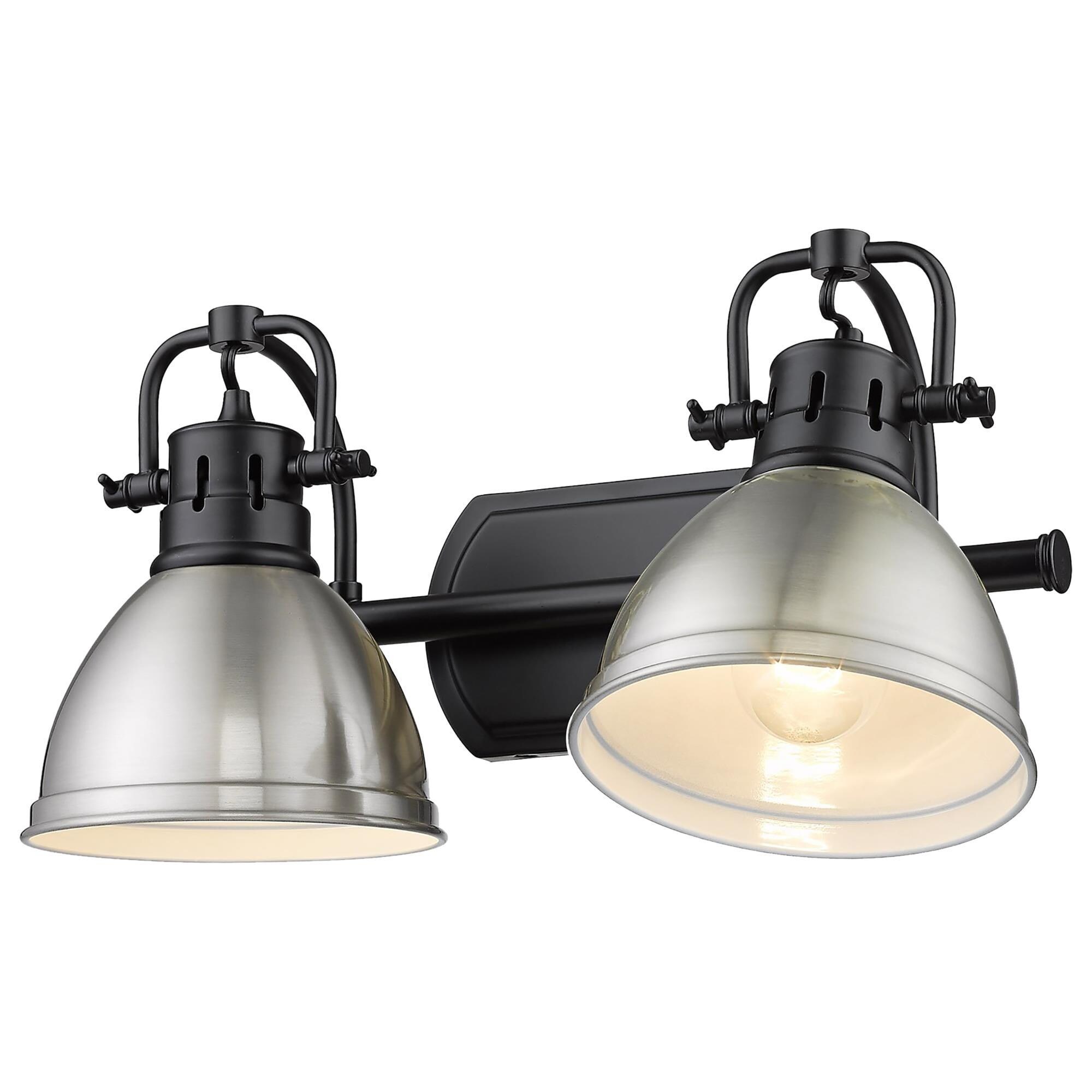 Golden Lighting Duncan 2-Light Bath Vanity in Matte Black/Pewter