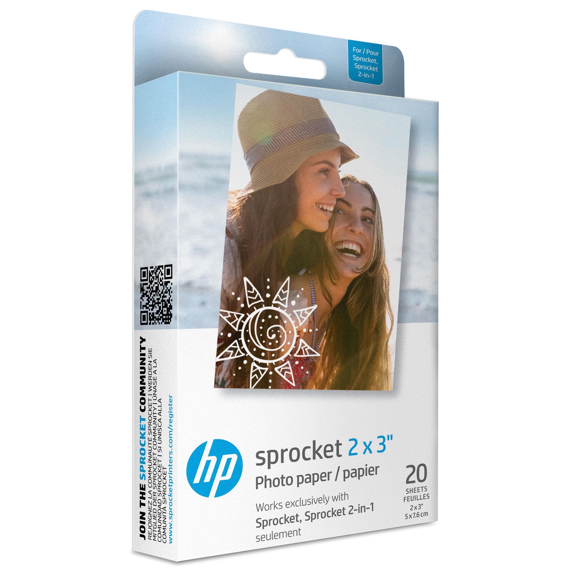 HP Sprocket 2" x 3" Premium Zink Sticky Back Photo Paper in White
