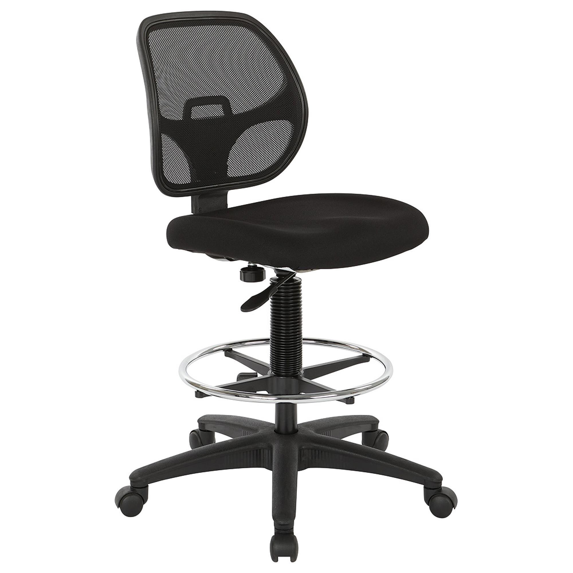 OSP Home DC Series Deluxe Mesh Back Drafting Chair in Black | NFM