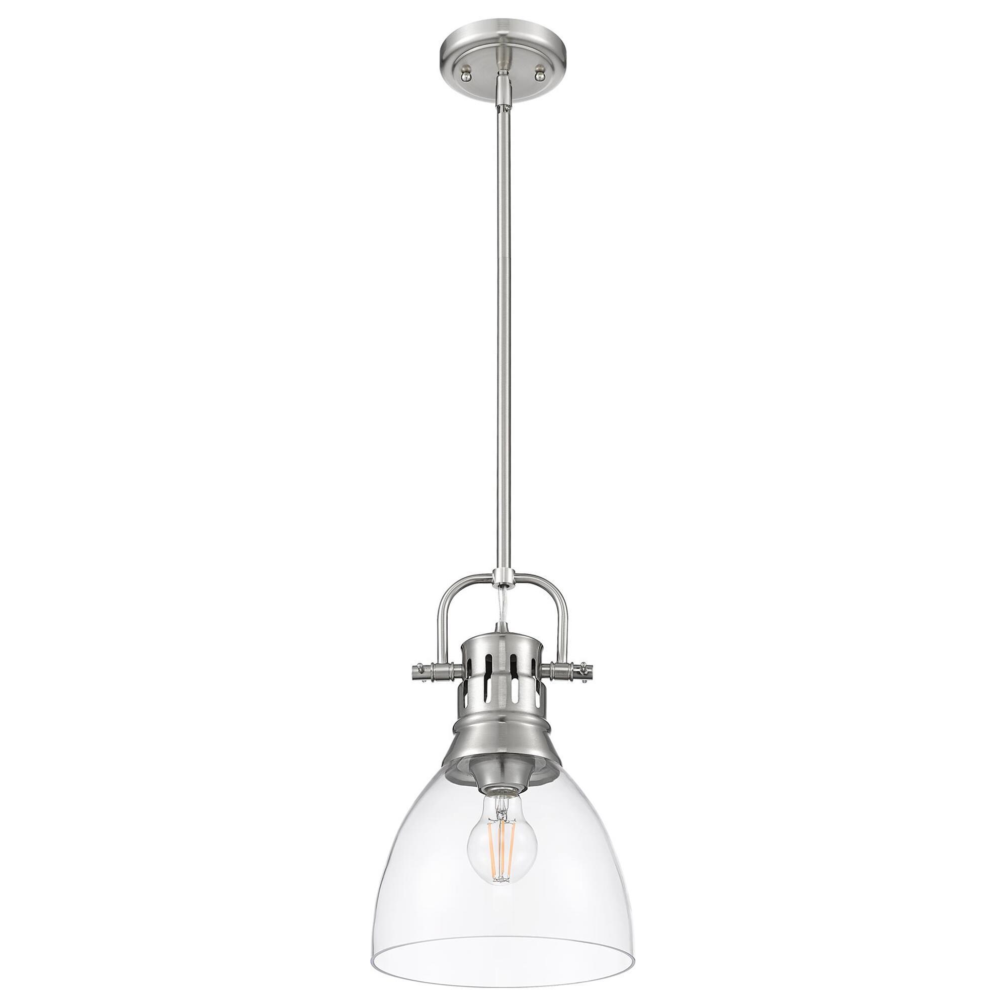 Golden Lighting Duncan 1-Light Small Pendant with Rod and Clear Shade ...