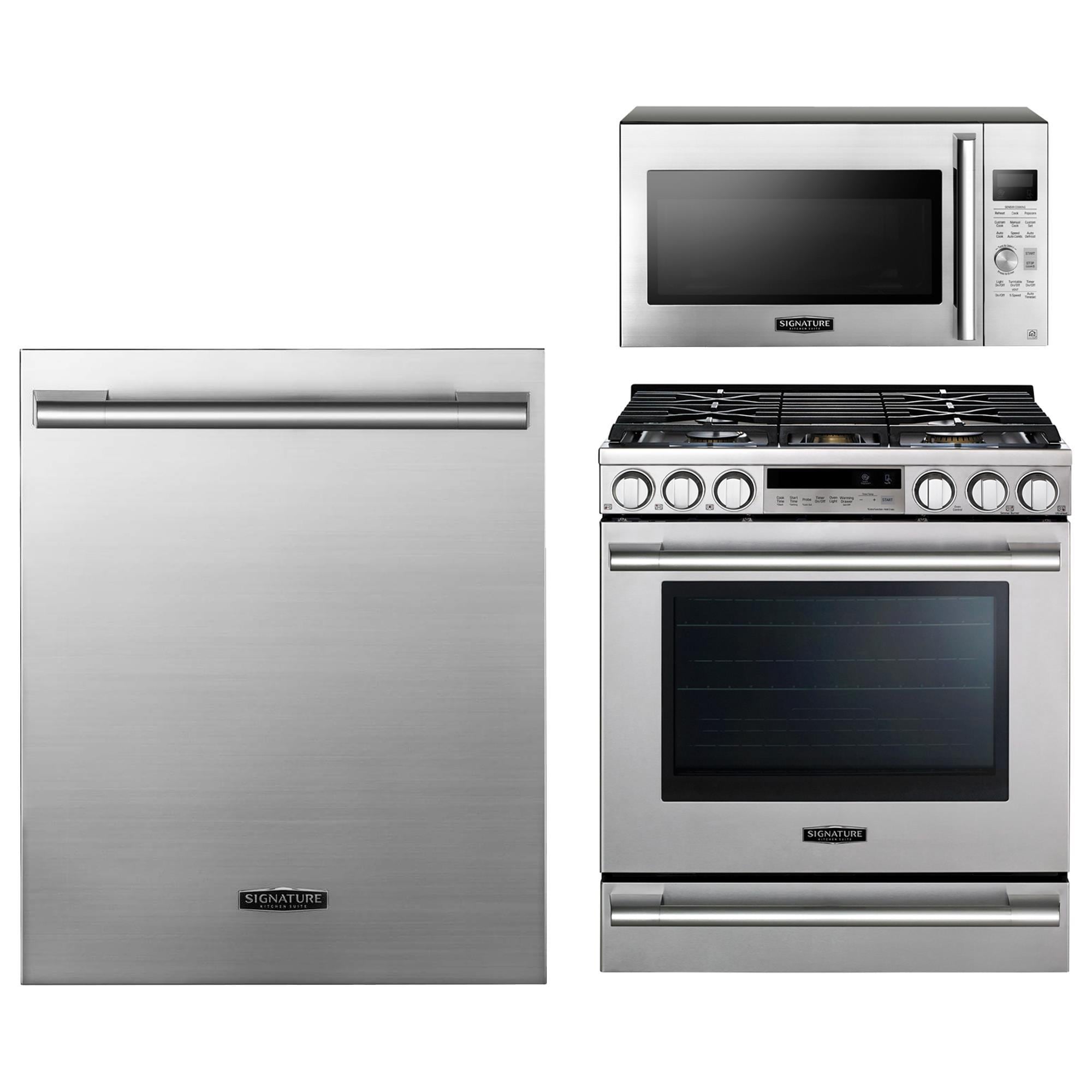 Signature Kitchen Suite 3-Piece Kitchen Package with Microwave Oven and ...