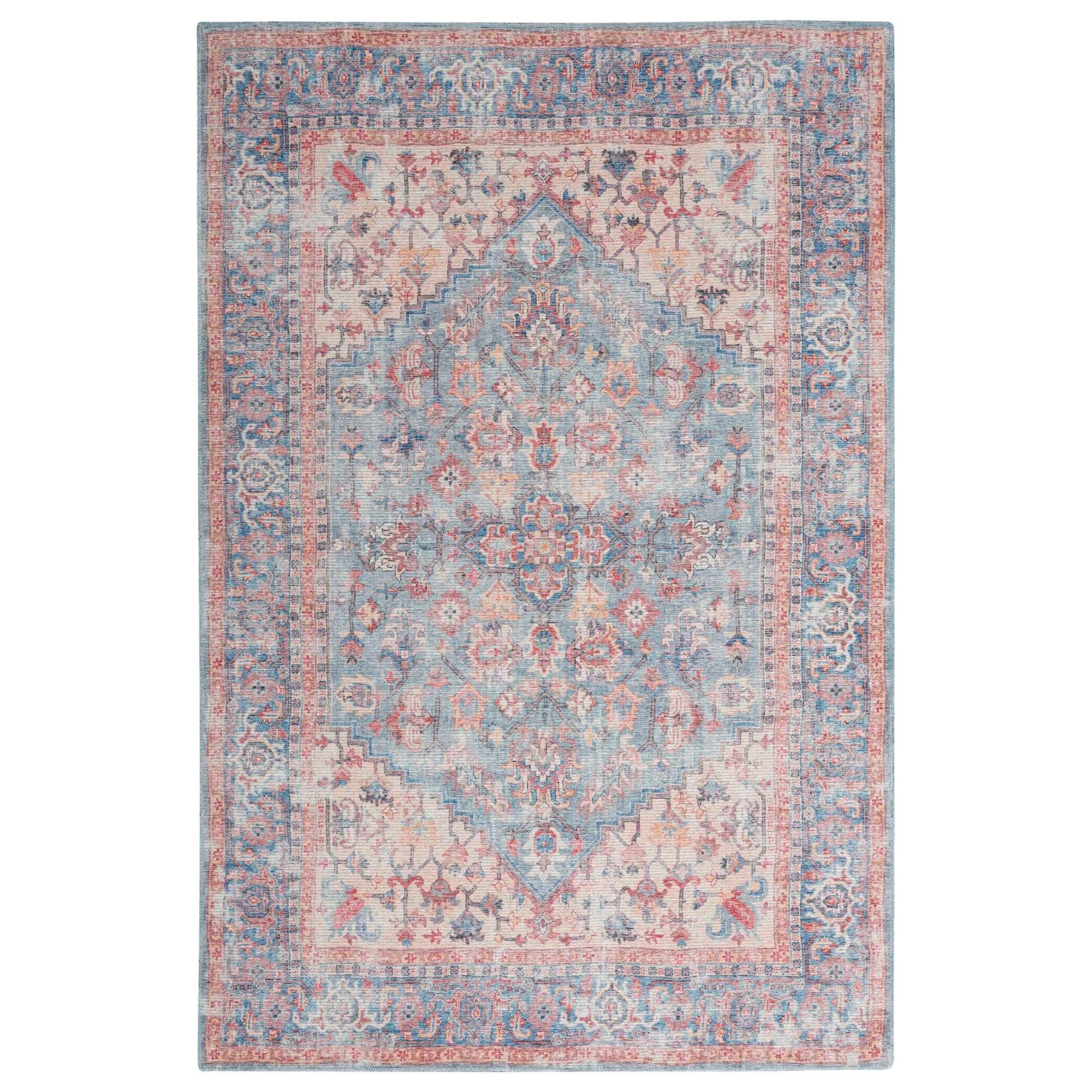 57 Grand by Nicole Curtis Series 1 4' x 6' Blue, Ivory and Red Area Rug