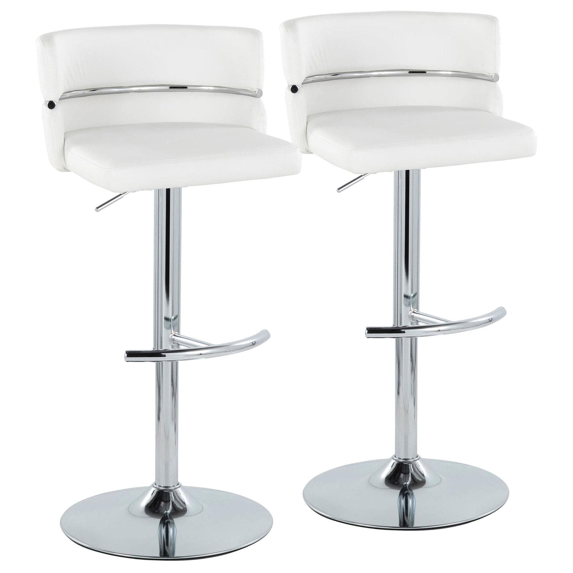 LumiSource Cinch Claire Swivel Adjustable Bar Stool with White Cushion ...