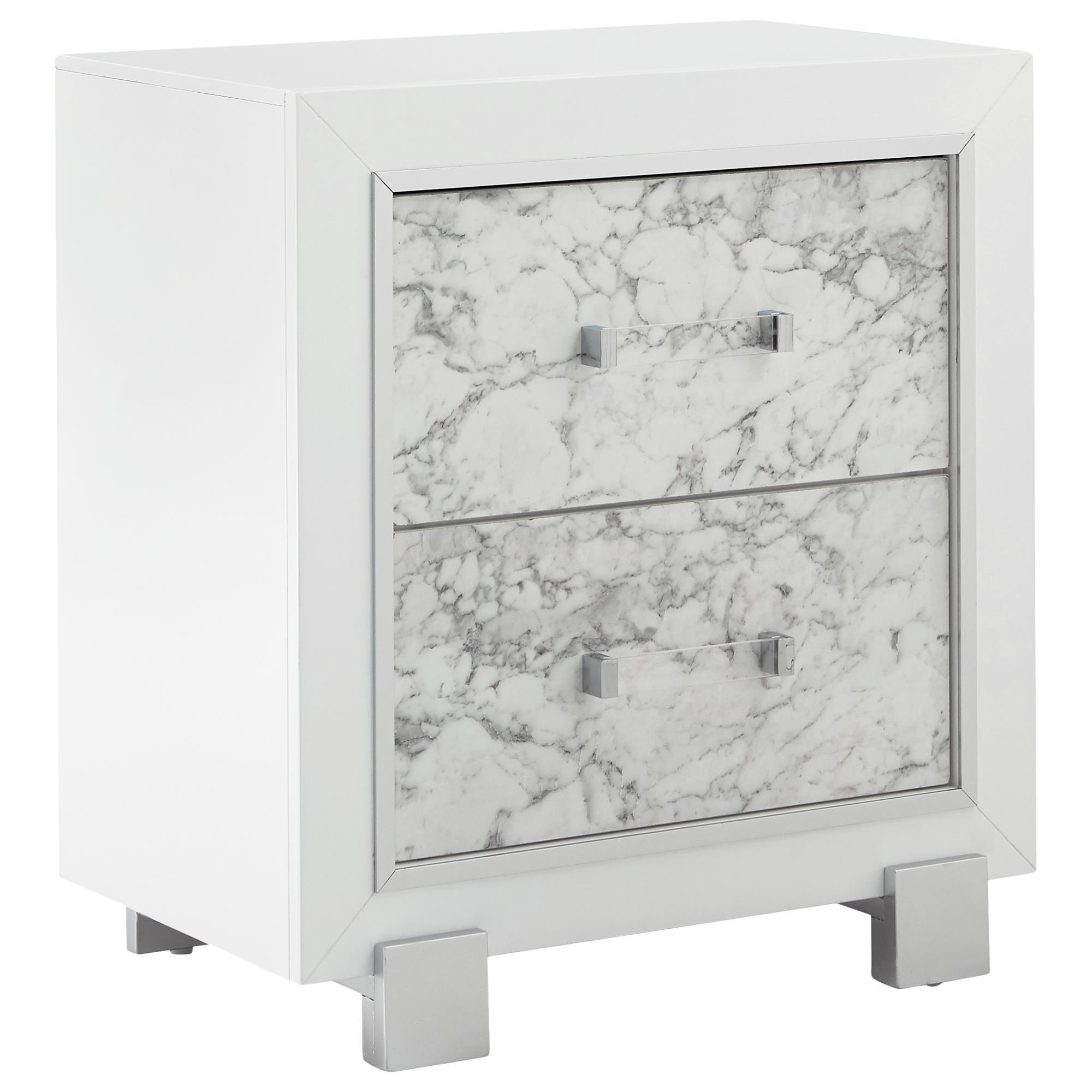 Global Furniture USA Santorini 2 Drawer Nightstand in White | NFM