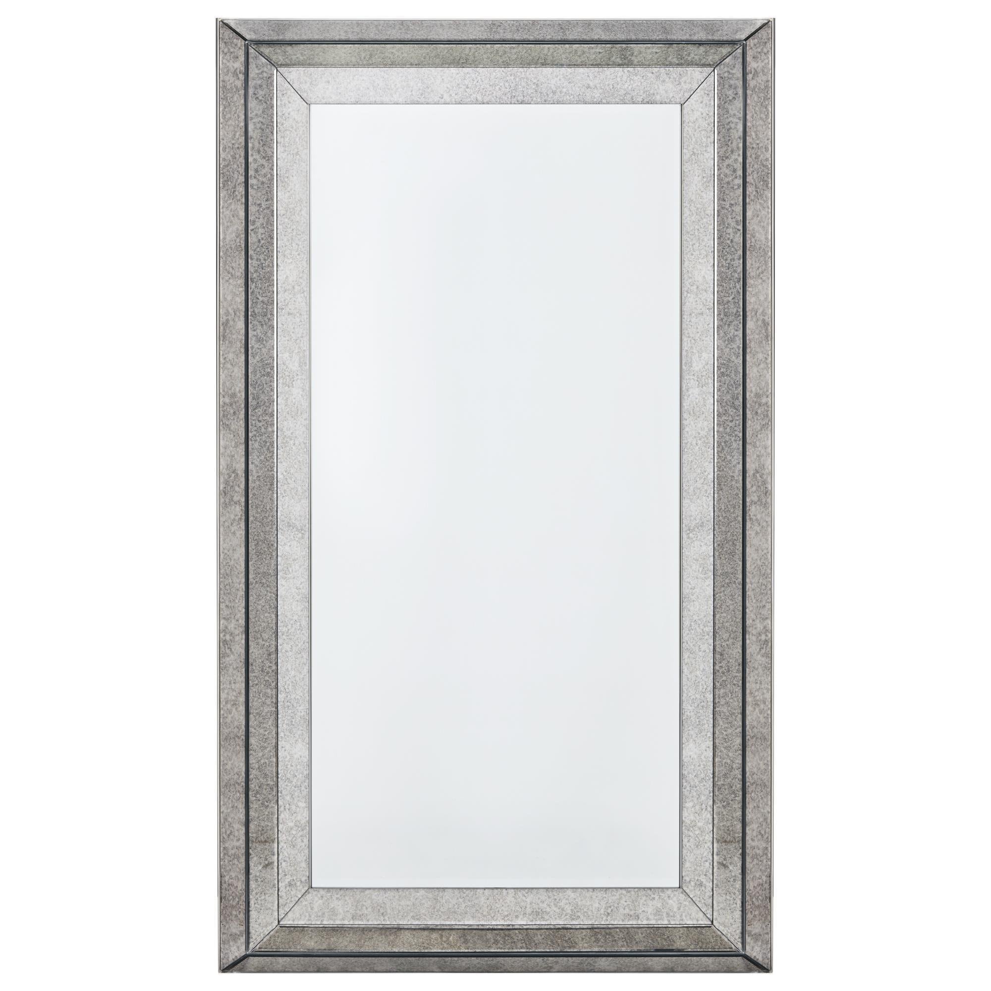 Garber Collection 73" Aged Glass Frame Floor Mirror in Gray and Silver