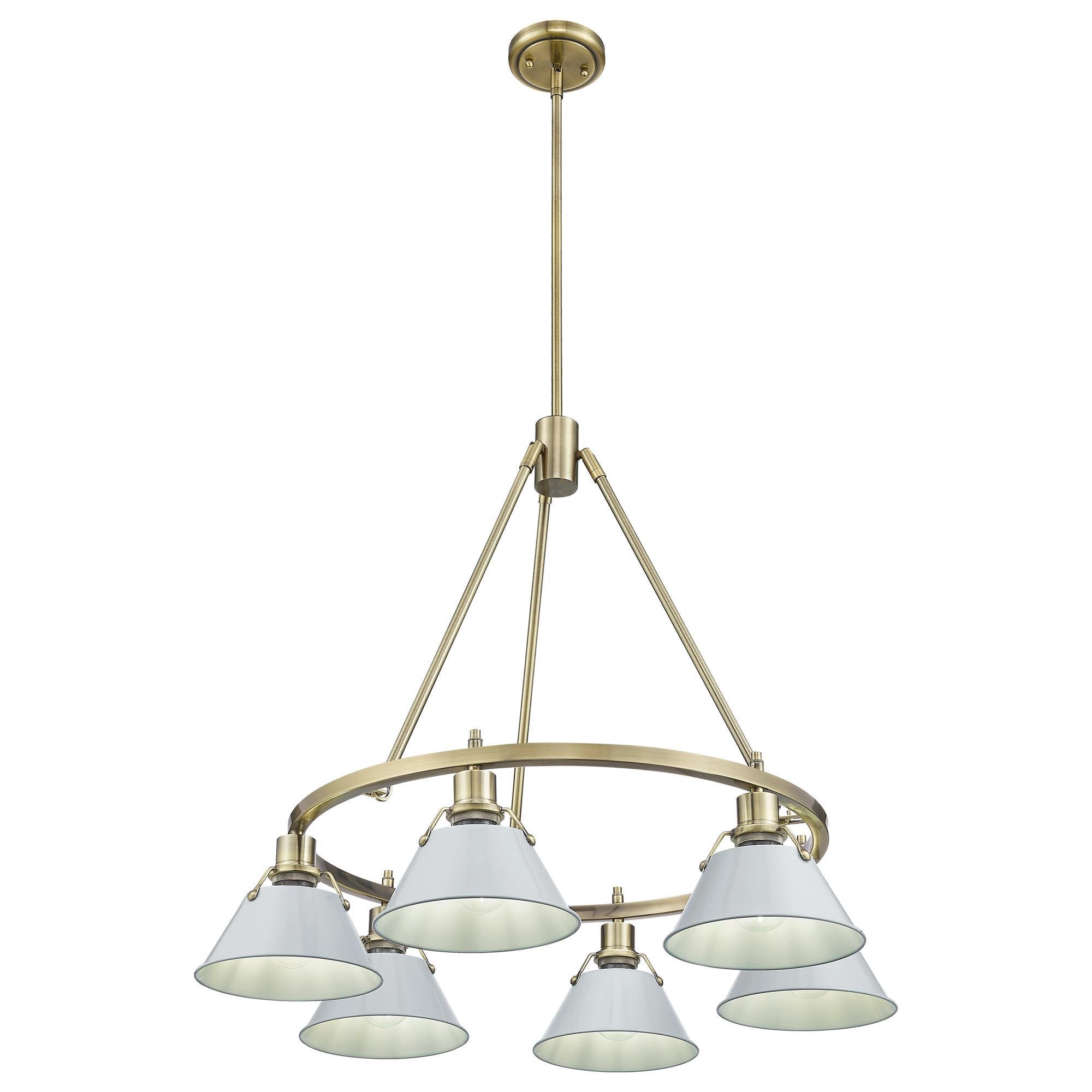 Golden Lighting Orwell 6-Light Chandelier with Dusky Blue Shade in Aged ...