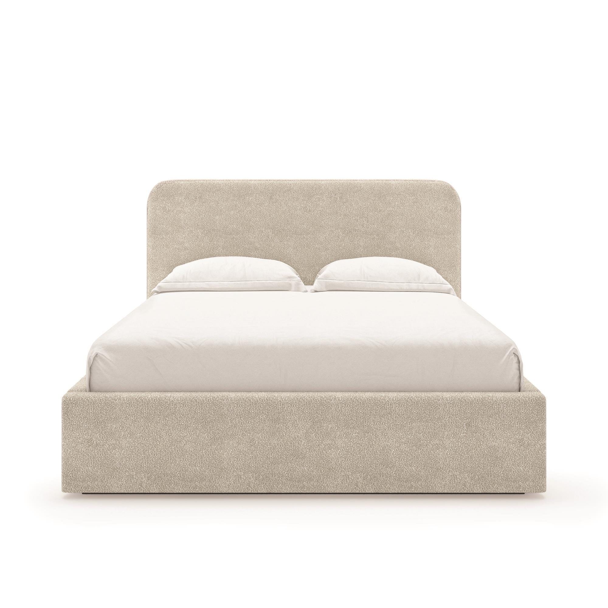 37B Queen Upholstered Platform Bed in Ricotta Boucle | NFM